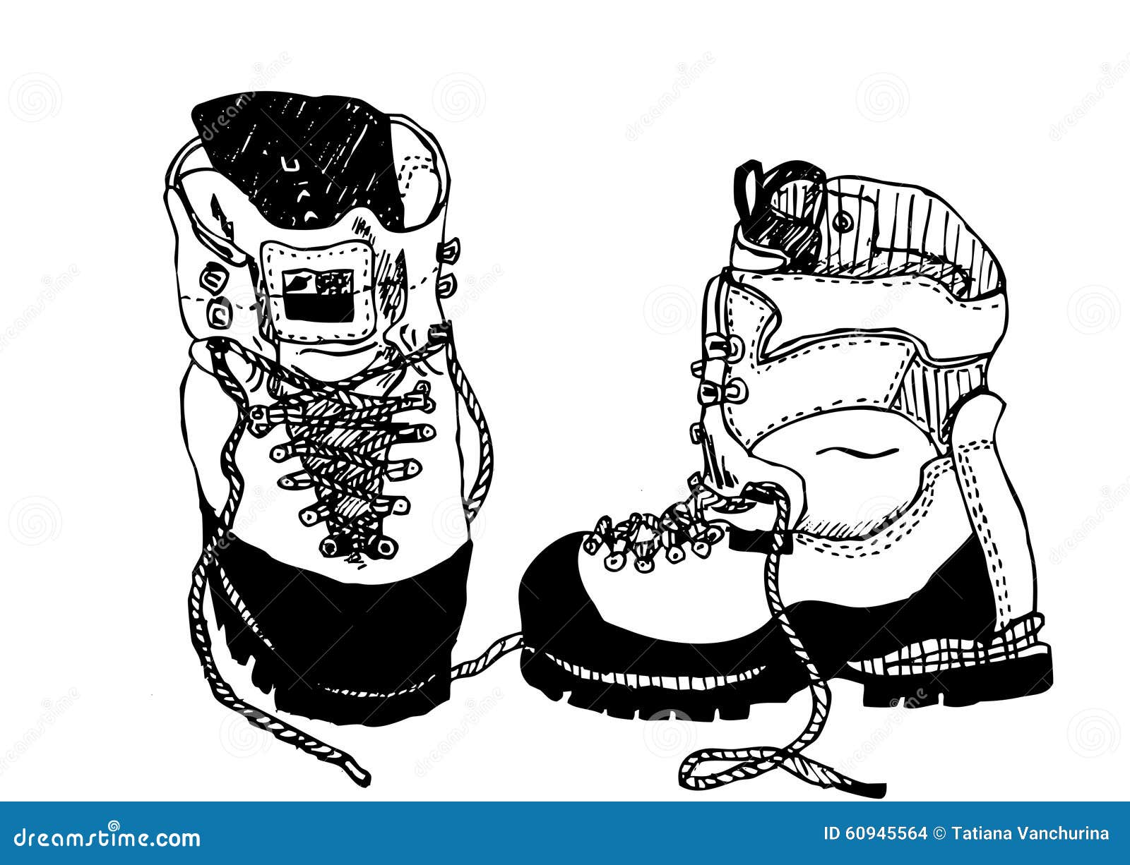 Alpine hiking boots stock vector. Illustration of bush - 60945564