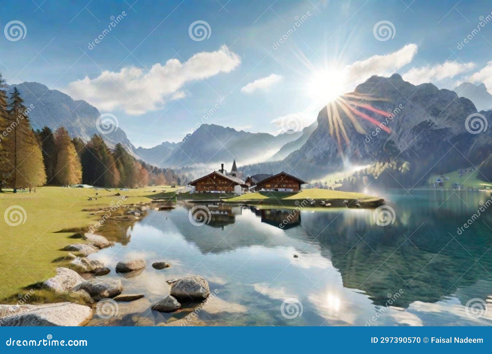 An Alpine Holiday in Hintersee Stock Illustration - Illustration of ...
