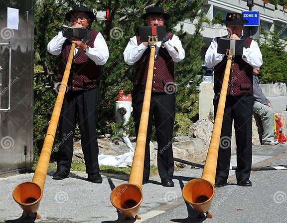 Alpine Horns editorial photography. Image of wind, valais - 15382602