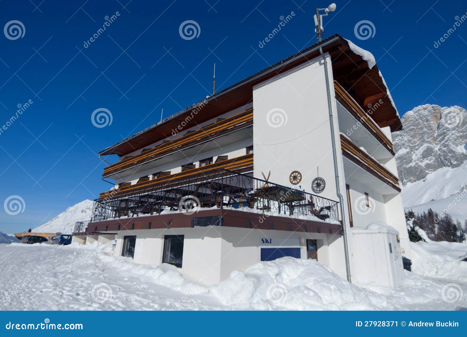 Alpine Hotel stock image. Image of season, peak, lamp - 27928371