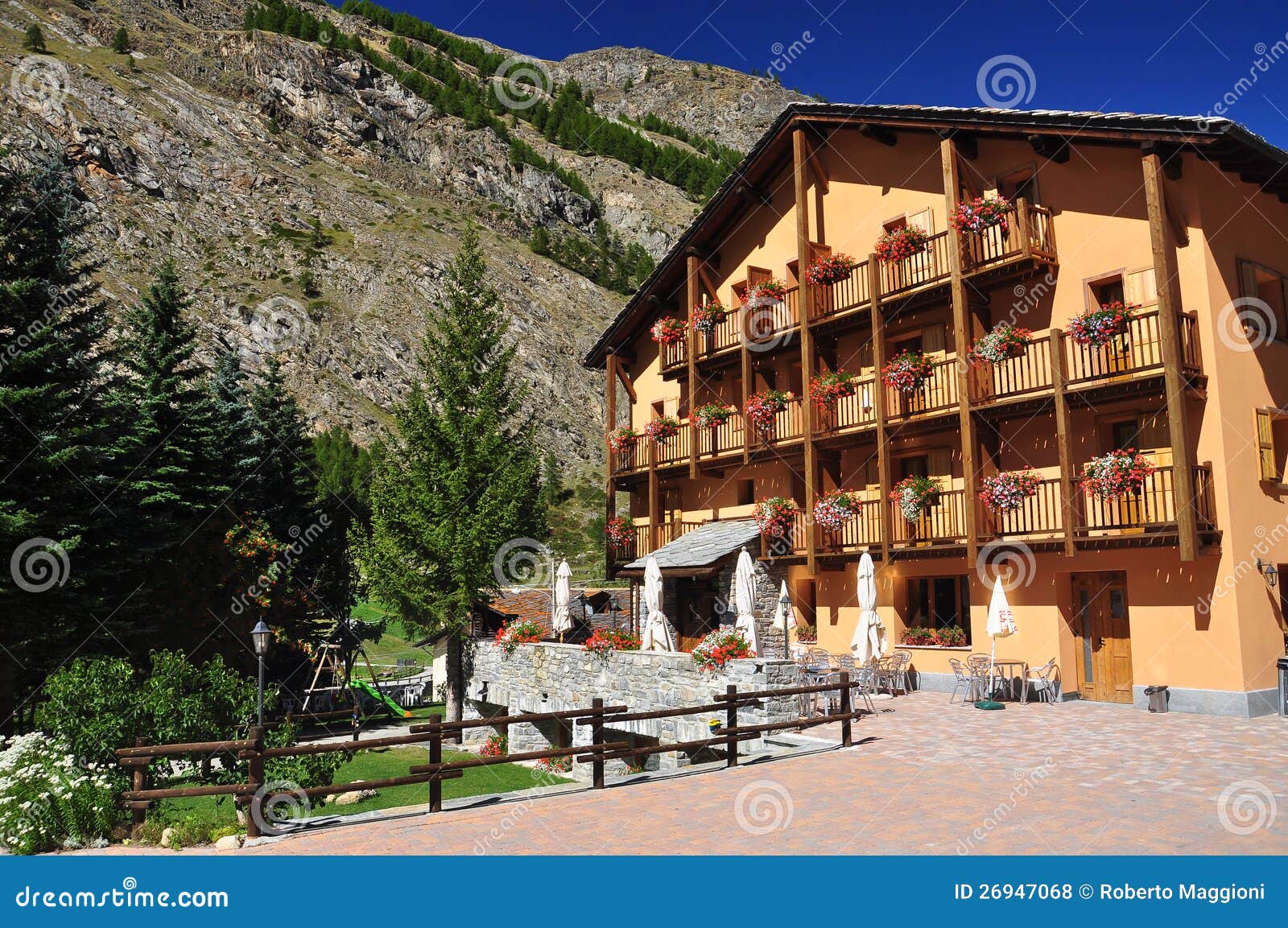 Alpine hotel architecture stock photo. Image of hotel - 26947068