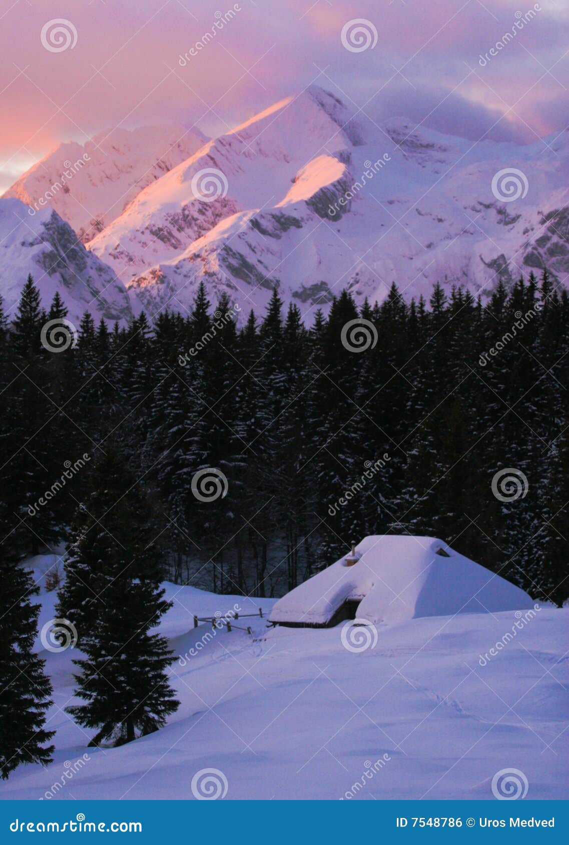 Alpine hut stock photo. Image of cottage, sunrise, peak - 7548786