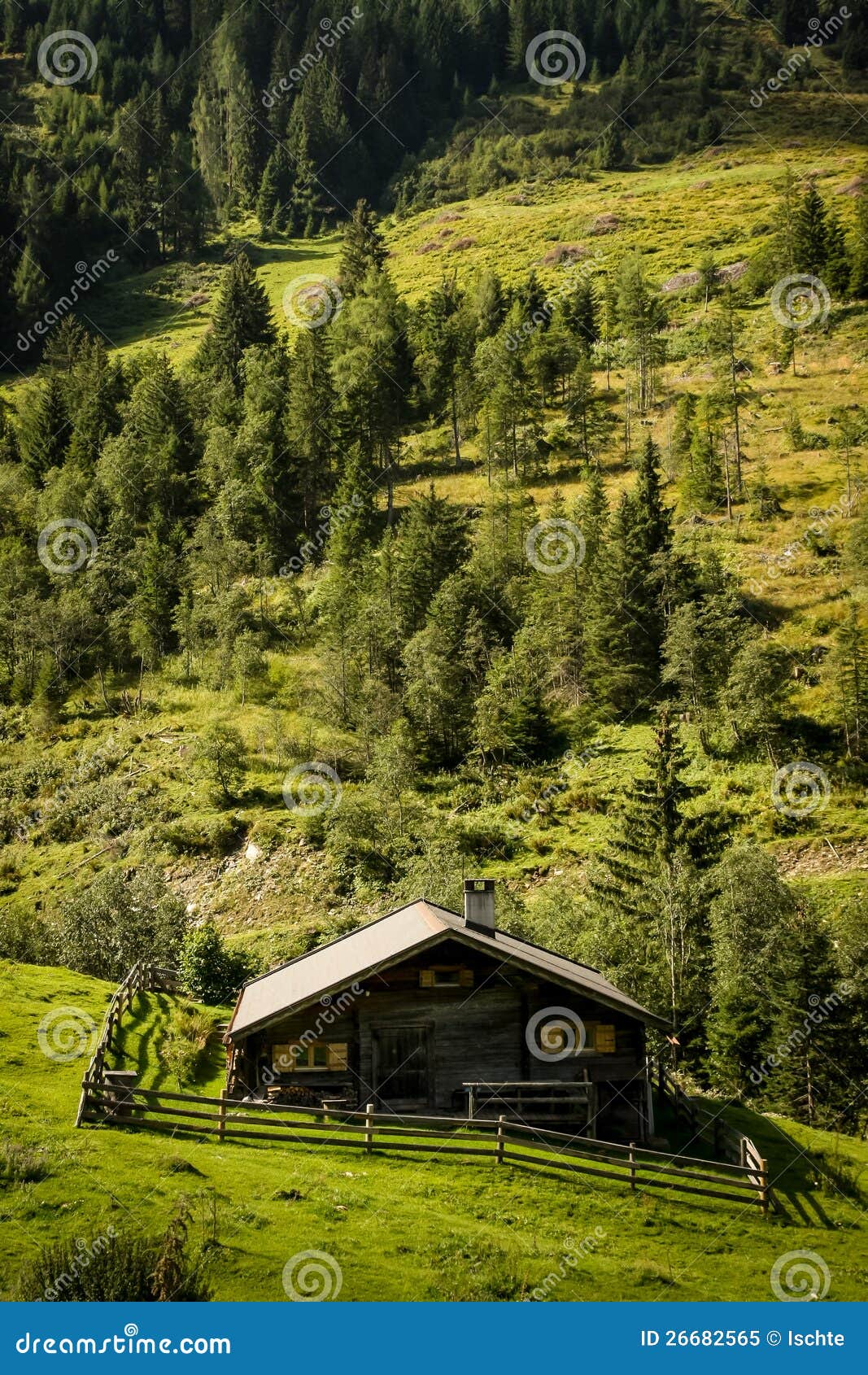 Alpine Hut in Autumn, Portrait View Stock Image - Image of mountainous ...