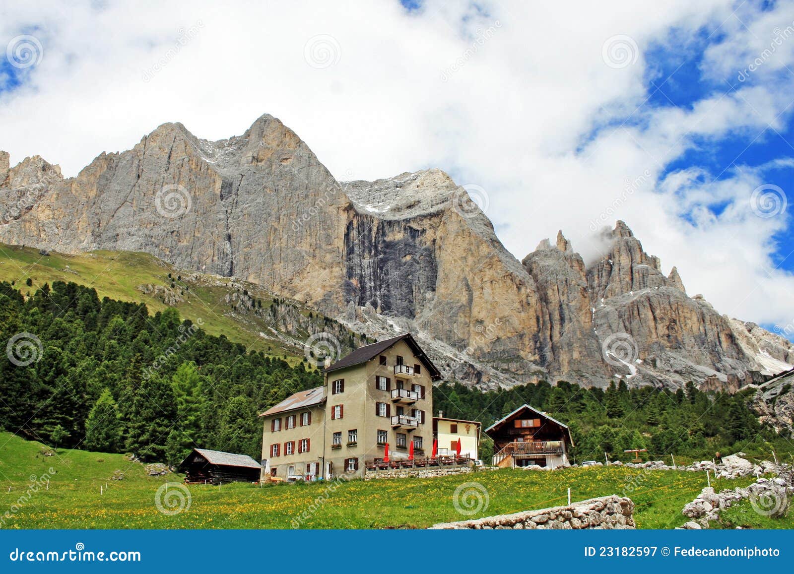 Alpine Hut at the Foot of the Mountain Stock Image - Image of hiking ...