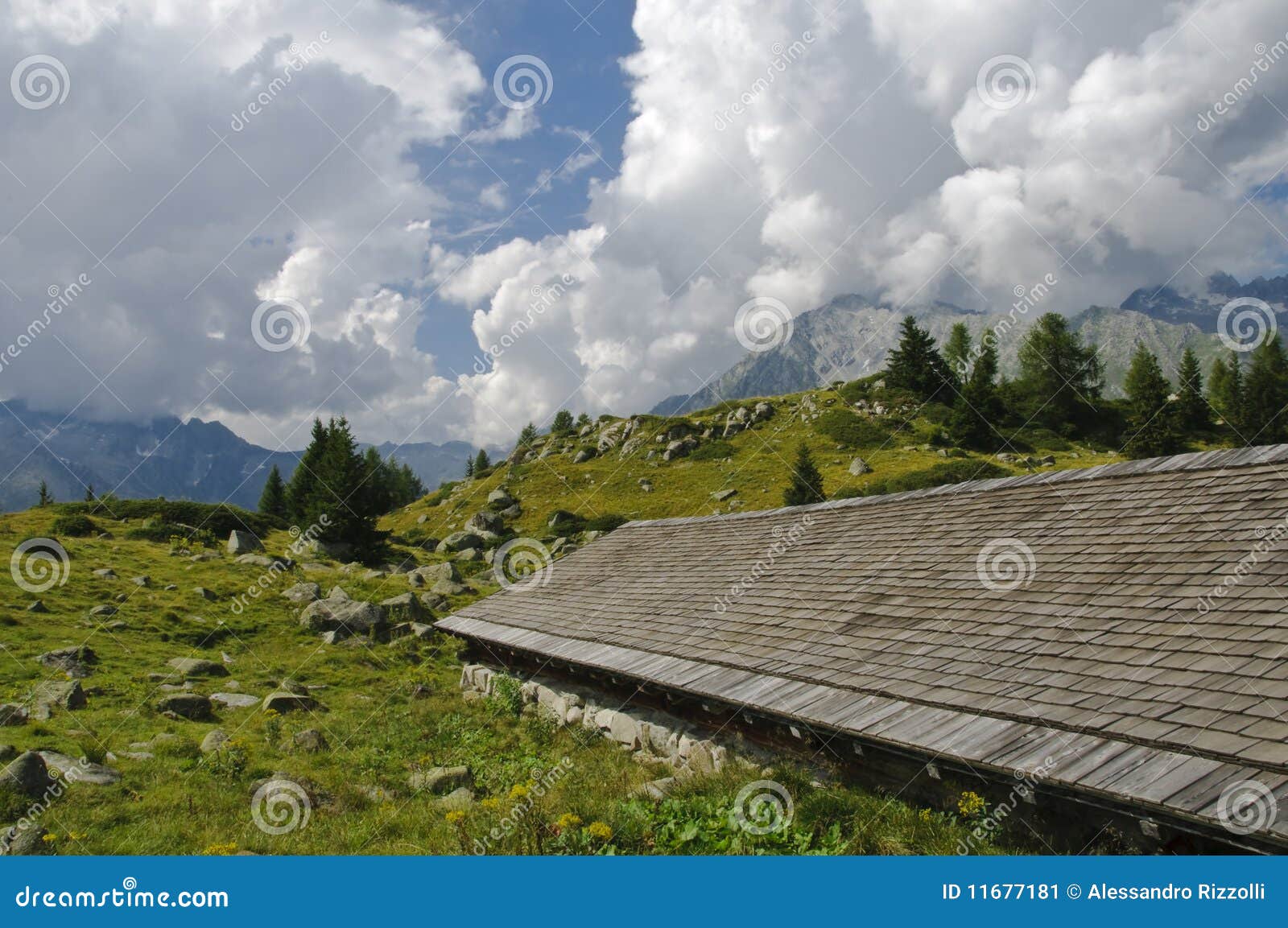 Alpine Hut in the Italian Dolomites Stock Image - Image of scenery ...