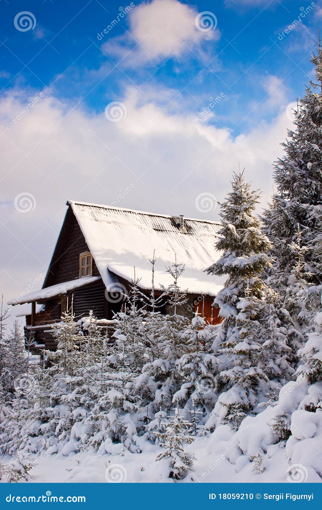 Alpine Hut. Snow Covered Winter Scenery. Stock Photo - Image of climate ...