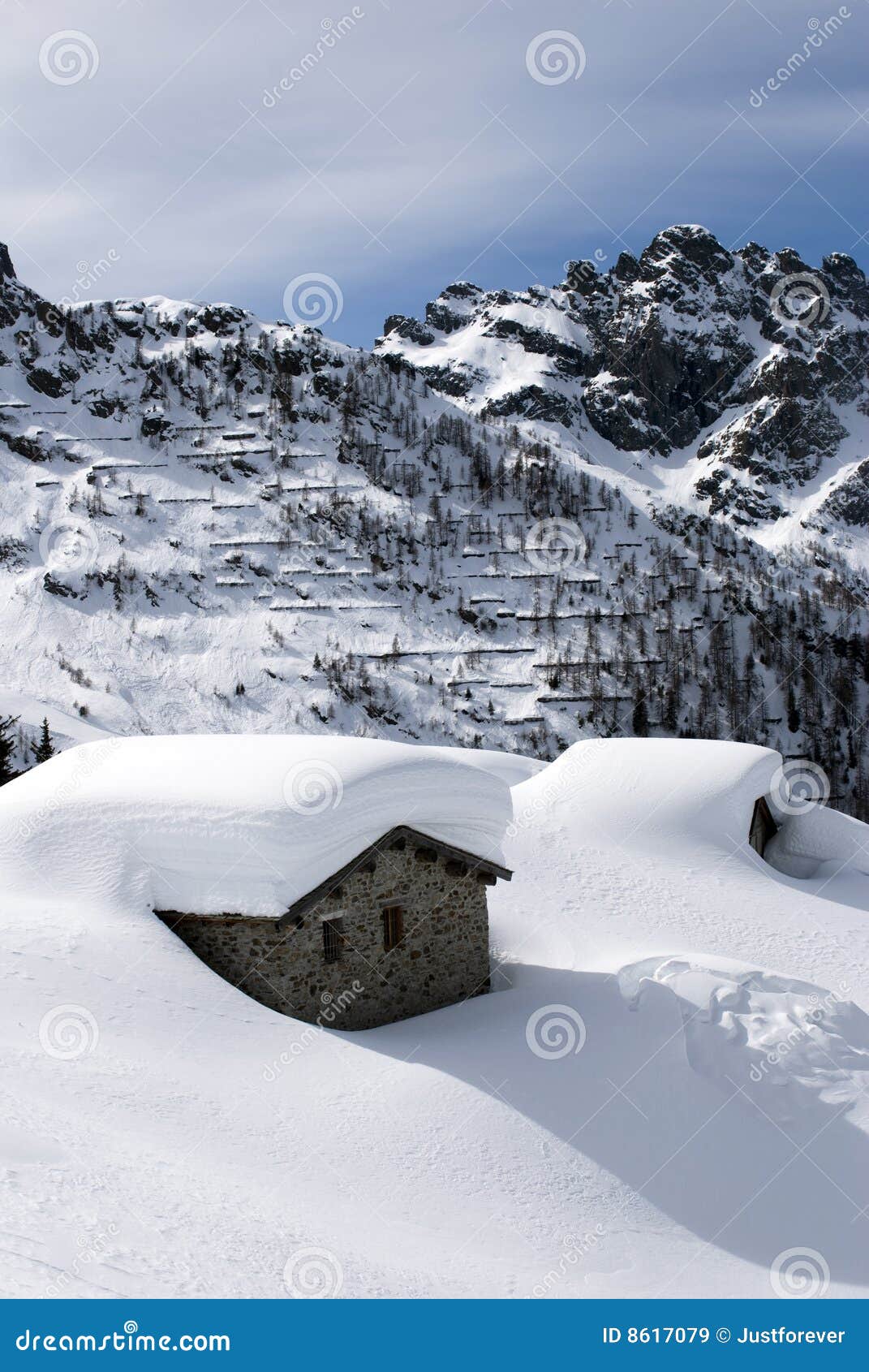 Alpine hut under snow stock image. Image of daylight, peaceful - 8617079