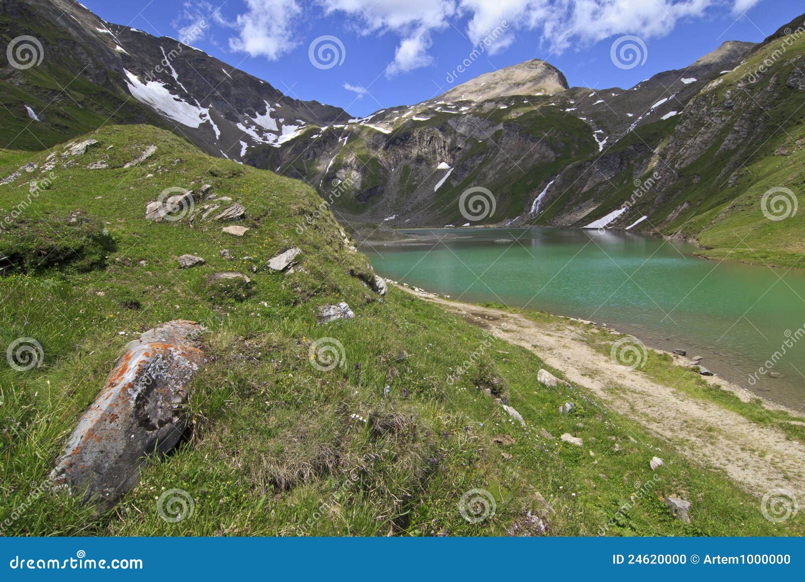 Alpine lake stock photo. Image of alps, green, mountains - 24620000