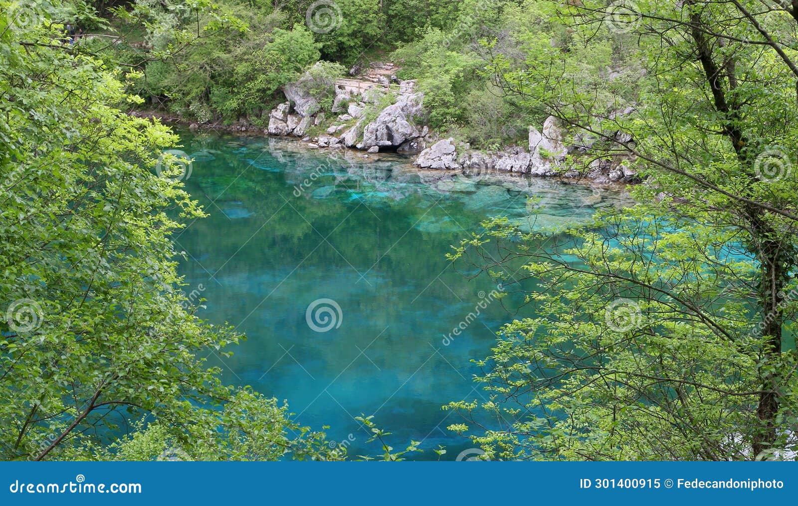 Alpine Lake with Lush Greenery without People in Spring Stock Image ...