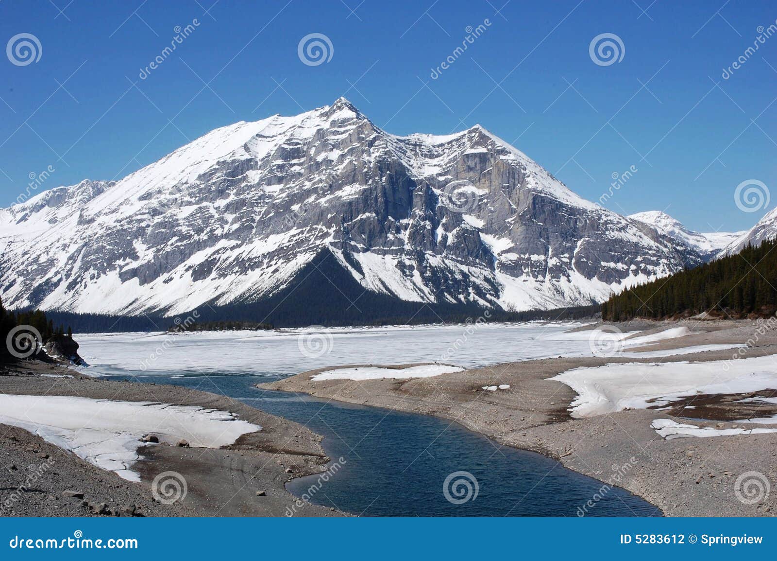 Alpine lake and mountain stock photo. Image of mountain - 5283612
