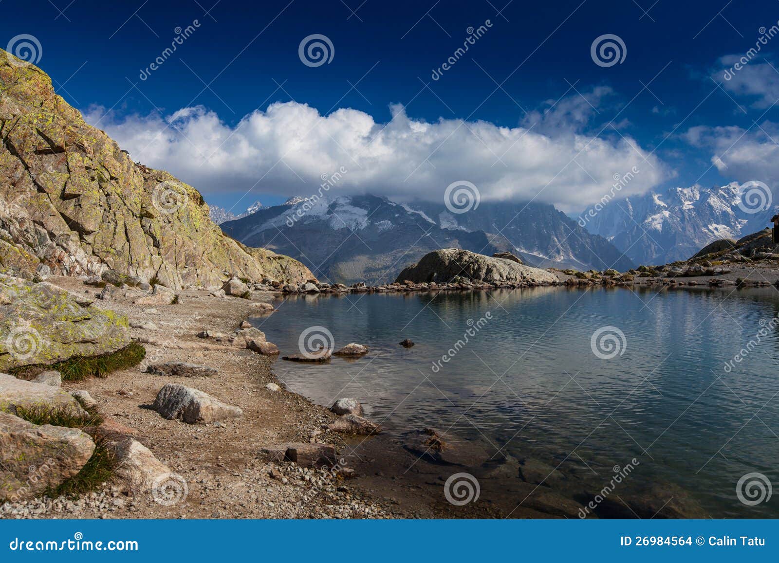 Alpine Lake Reflection in the French Alps Stock Photo - Image of ...