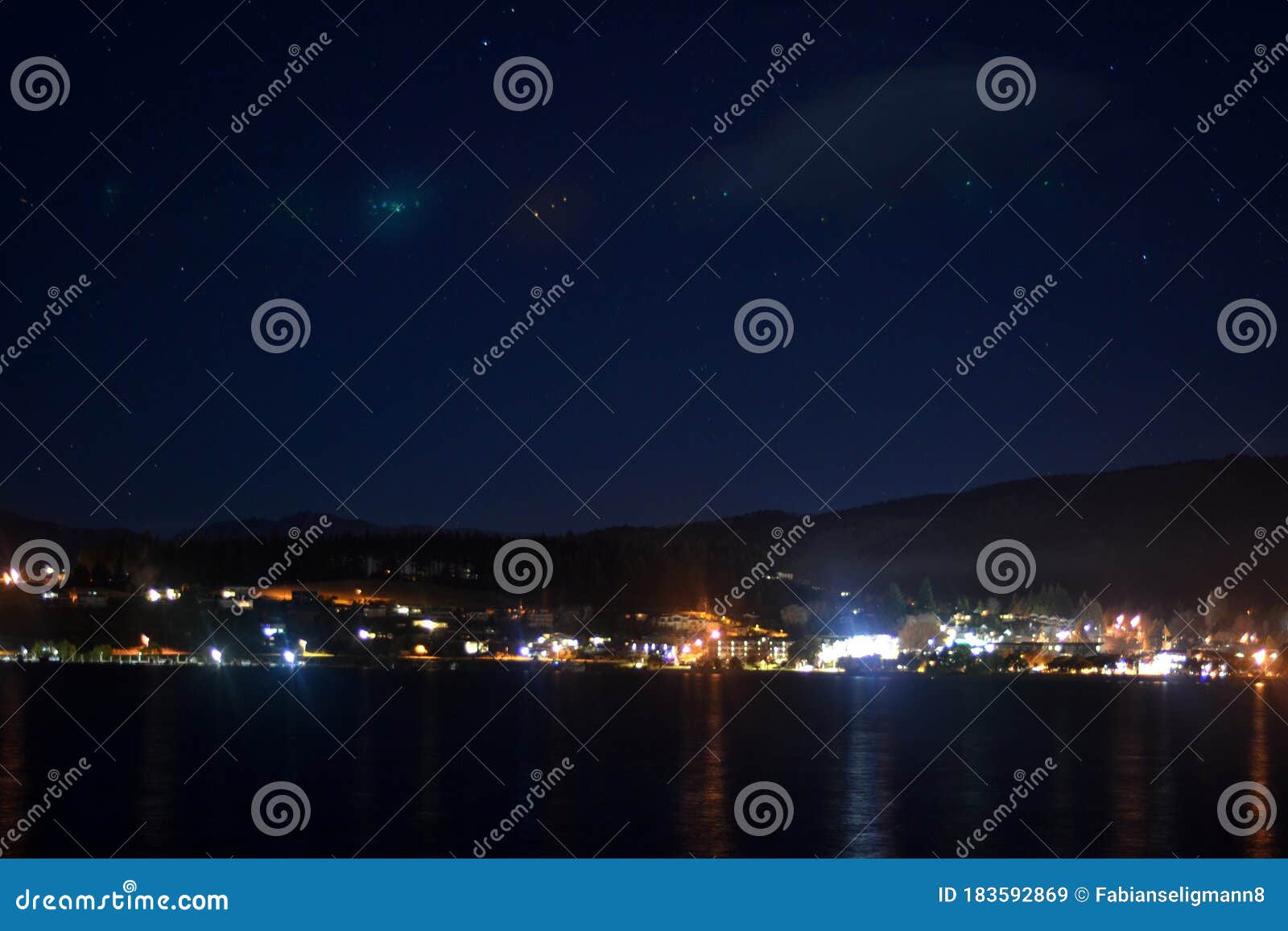 Alpine Lake view at Night stock image. Image of mountain - 183592869