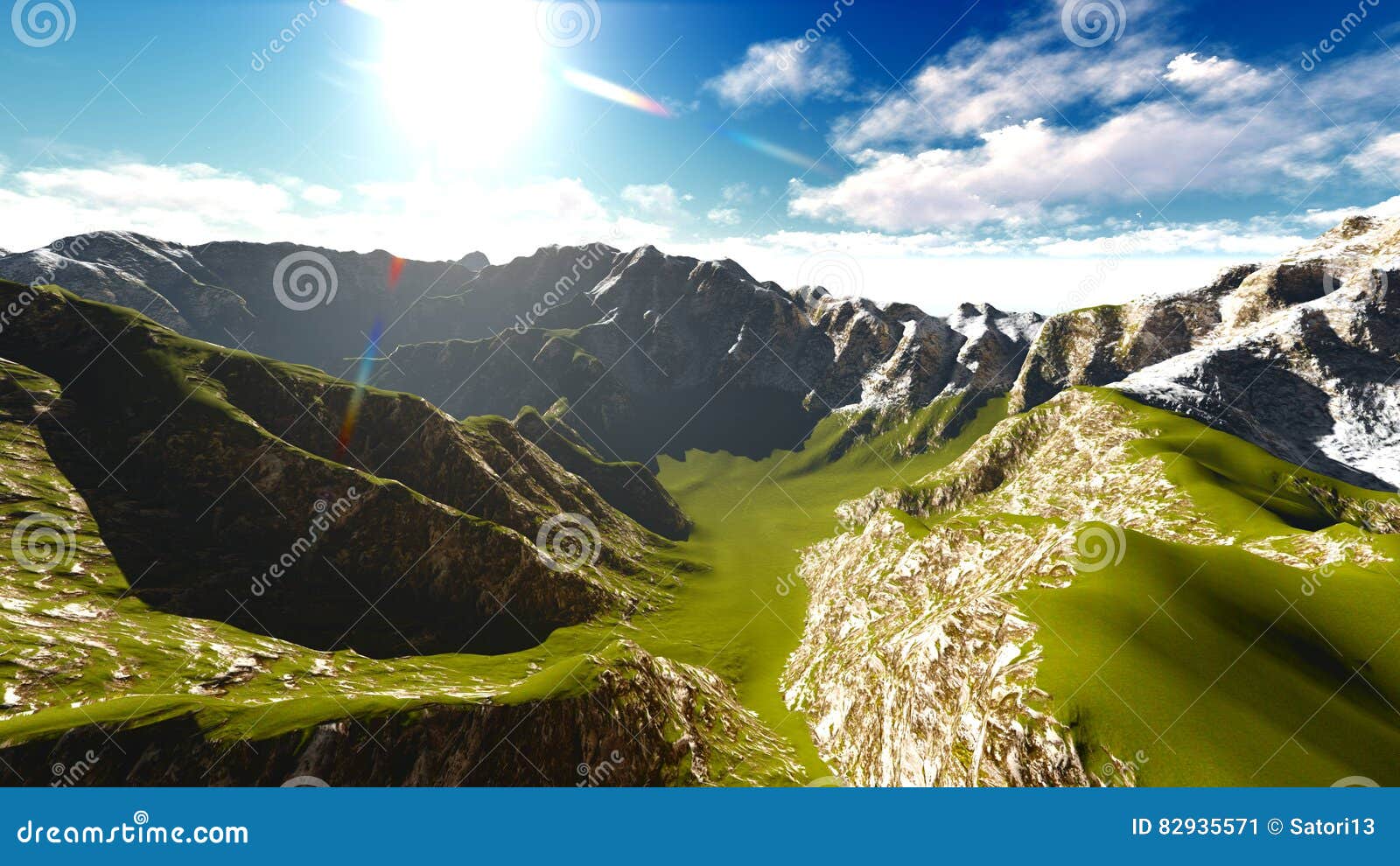 Alpine Landscape in the Alps 3d Rendering Stock Illustration ...