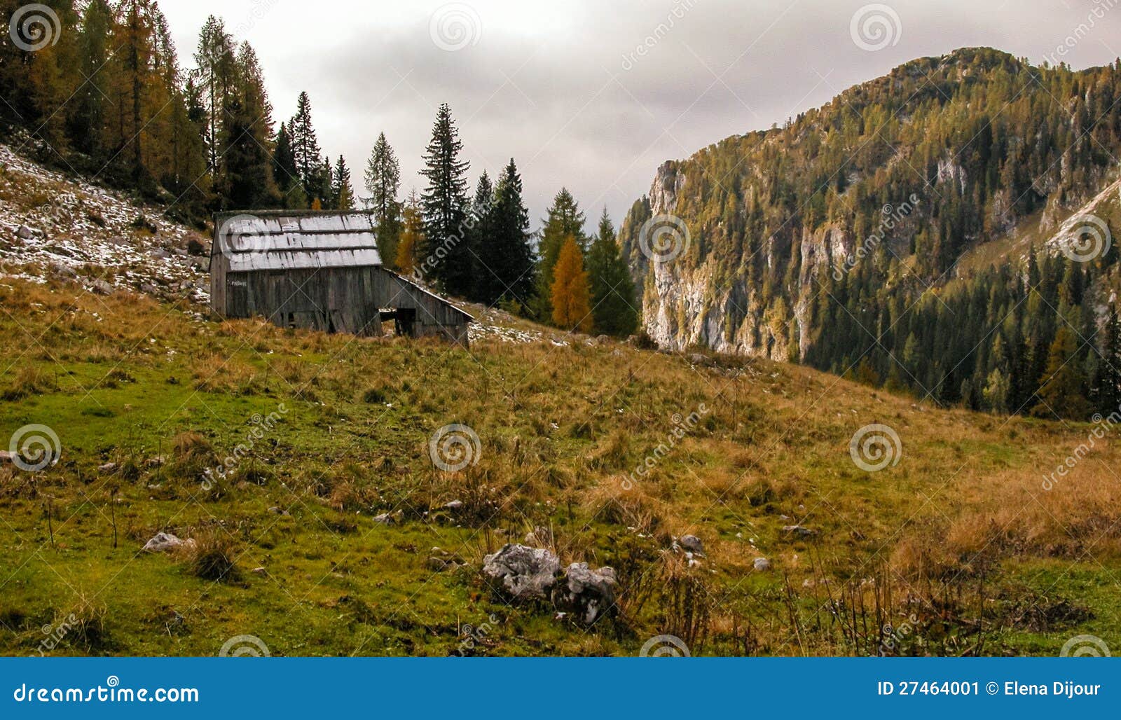 Alpine Landscape with Barn. Stock Image - Image of green, autumnal ...