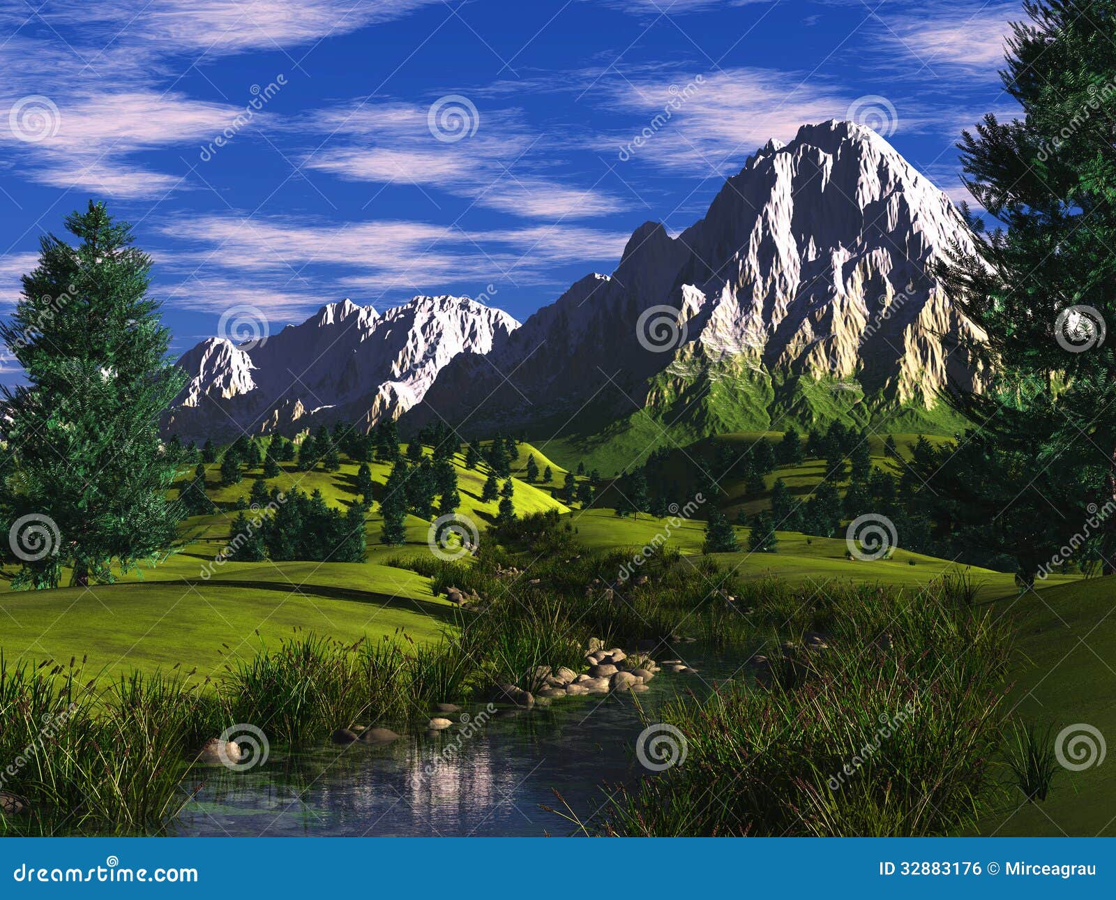 Alpine Landscape Hand Drawing Vector Illustration | CartoonDealer.com ...