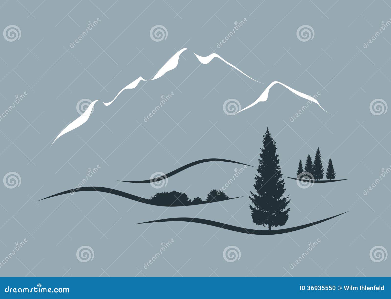 Alpine landscape stock vector. Illustration of peak, landscape - 36935550
