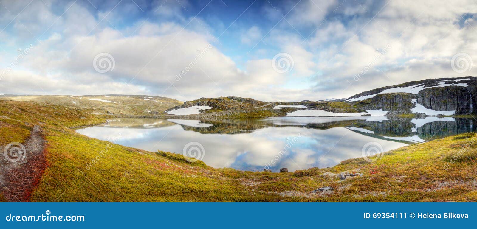 Alpine Meadow Lake Spring Landscape Stock Image - Image of peaceful ...