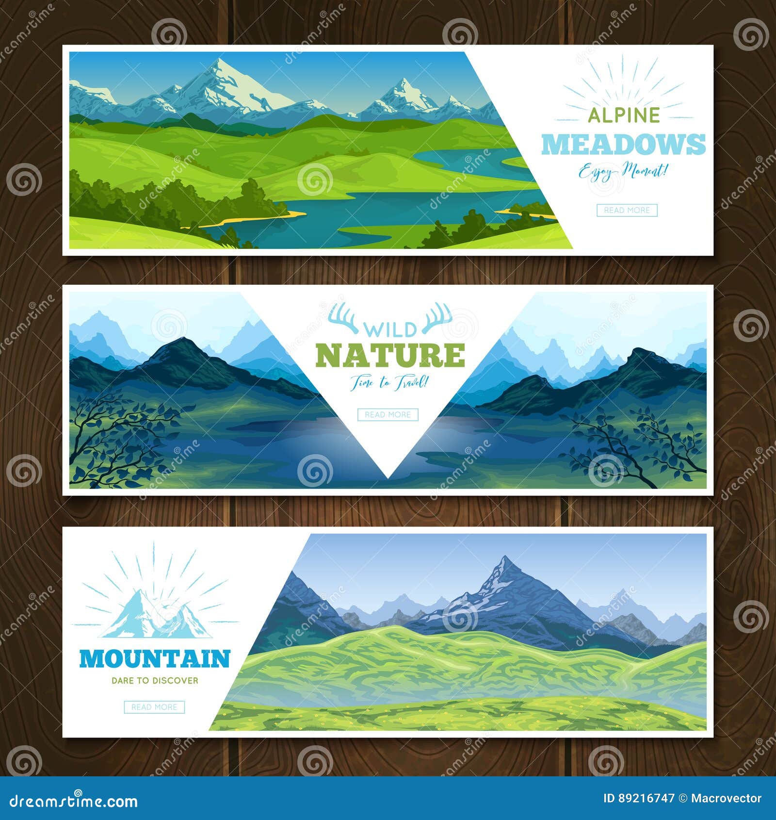 Alpine Meadows Banners Set stock vector. Illustration of fresh - 89216747