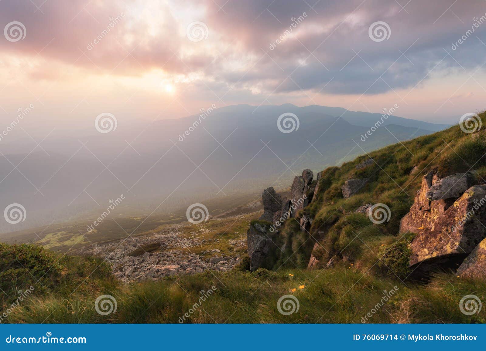 Alpine mountain hills stock photo. Image of cloud, nature - 76069714