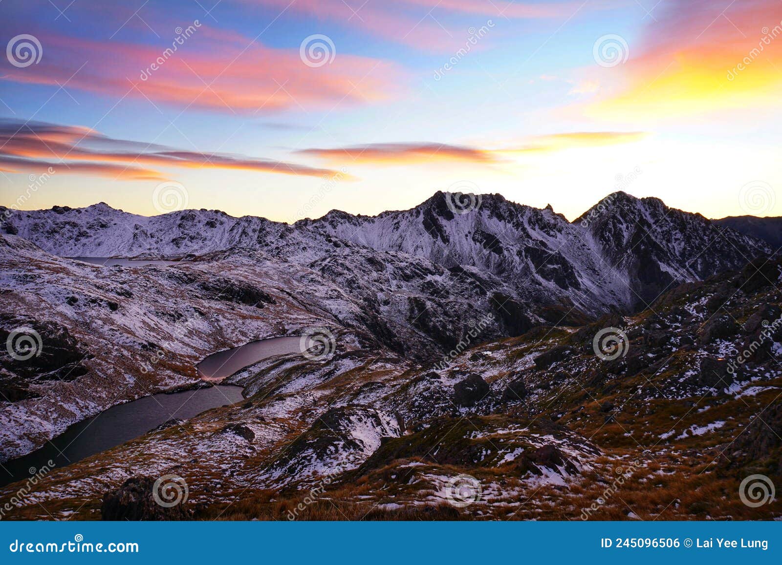 Alpine Mountain Sunset Colorful Cloud Stock Photo - Image of sunset ...