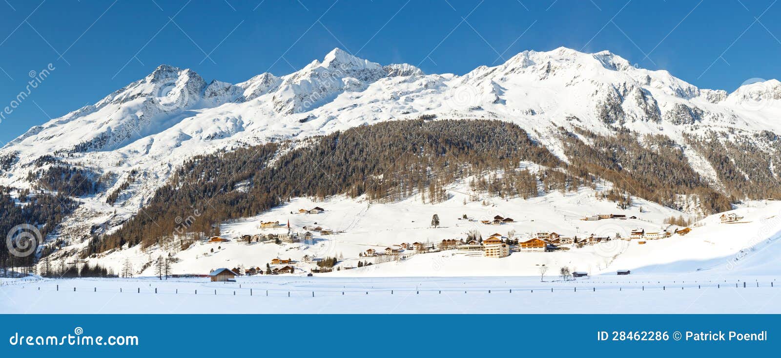 Alpine Mountain Village in Winter Stock Photo - Image of cold, panorama ...
