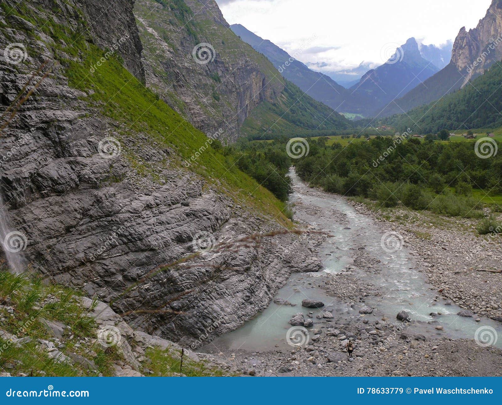 Alpine Mountain Water Stream in the of Switzerland Stock Image - Image ...