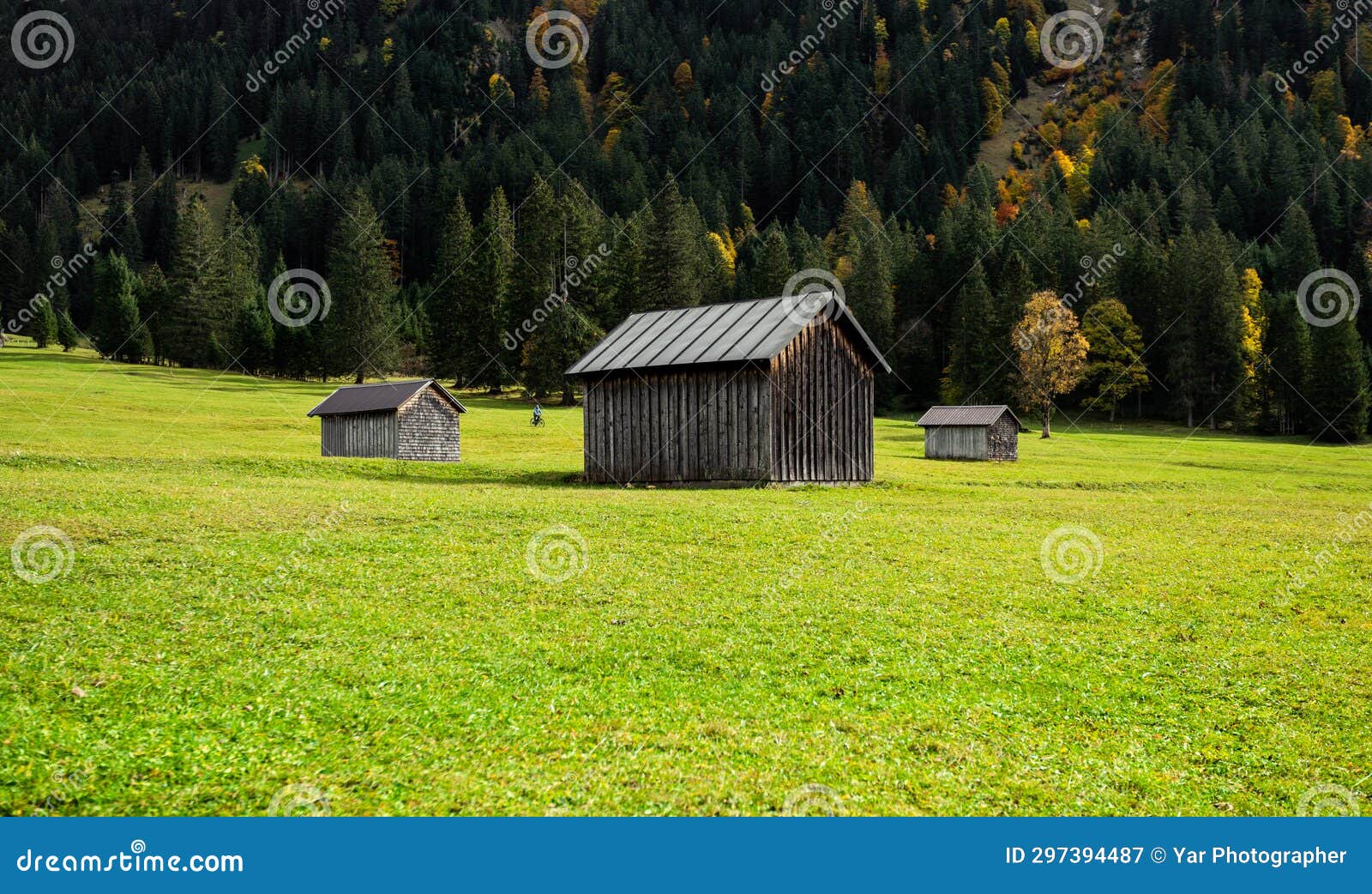 Alpine Pastures and Barns, Panoramic Landscape Stock Image - Image of ...