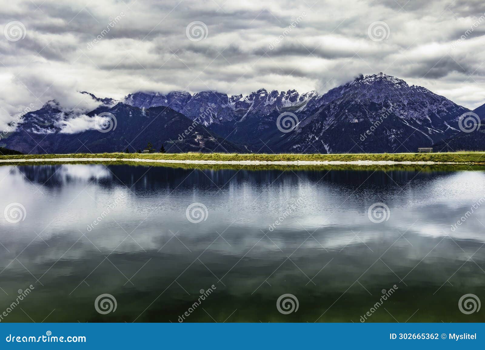 Alpine Peaks with Reflection Stock Photo - Image of background, tourist ...