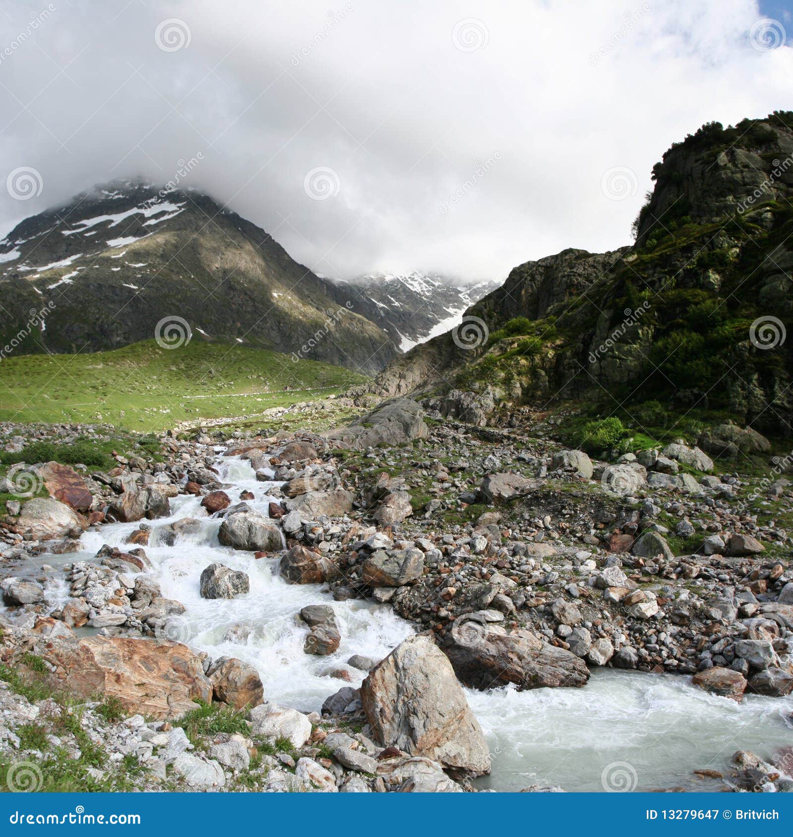 Alpine river stock image. Image of fields, hiking, high - 13279647