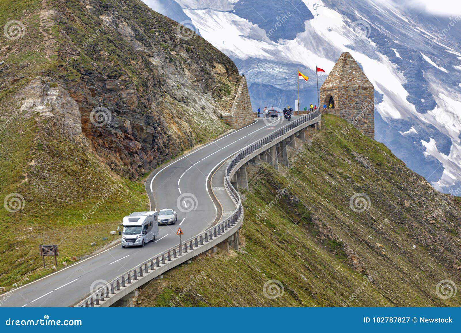 Alpine Road, Motorhome Speeding, Eastern Alps Stock Image - Image of ...