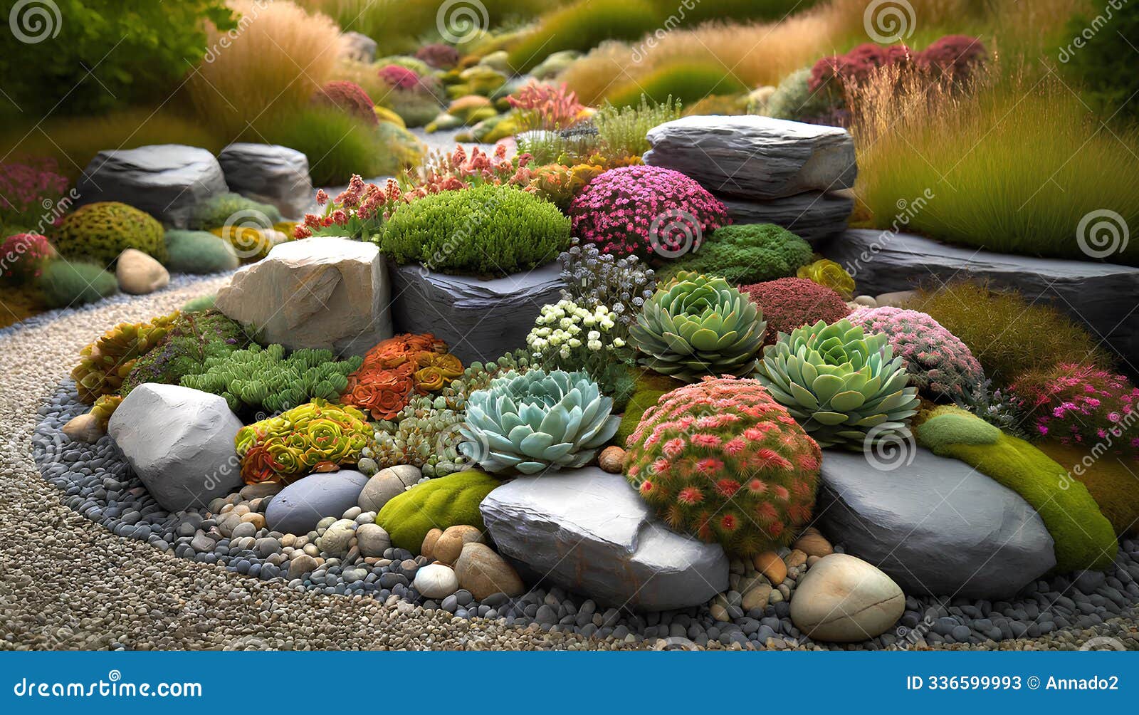 An Alpine Rock Garden in Landscape Design Stock Illustration ...