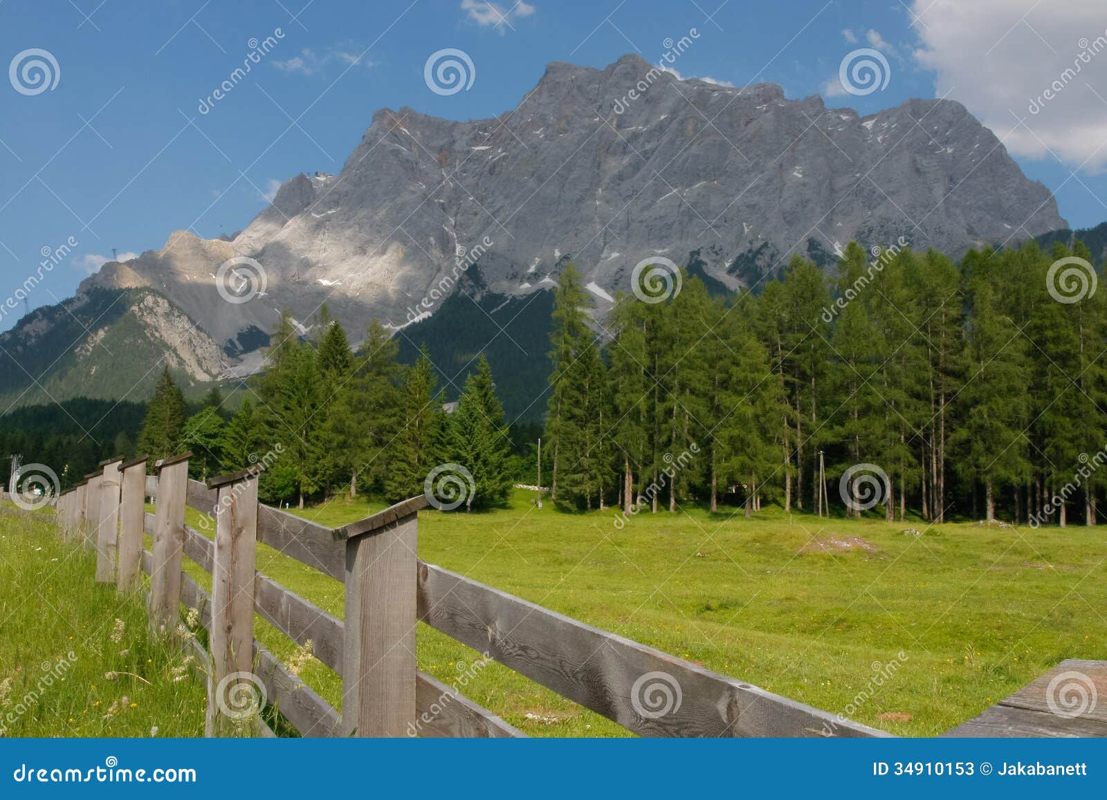 Alpine Scene with a Gate in Foreground Stock Image - Image of peak ...
