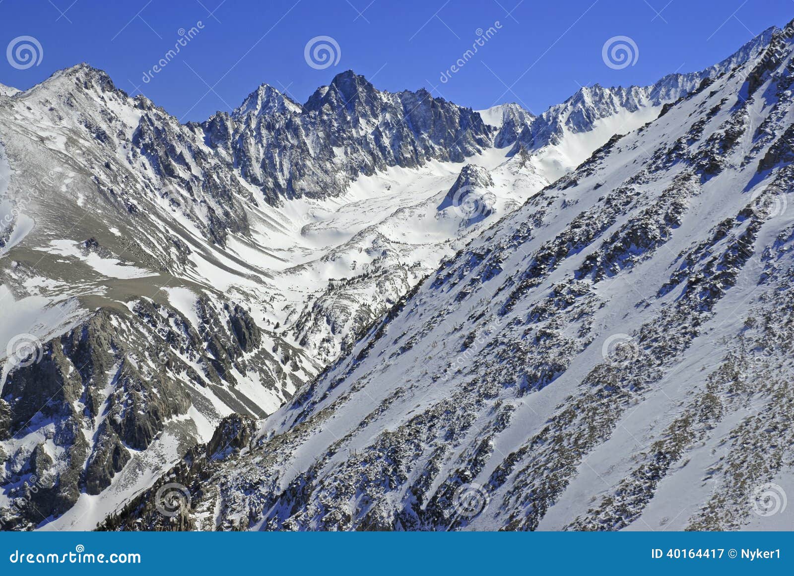 Alpine Scene with Snow Capped Mountains Stock Image - Image of trail ...