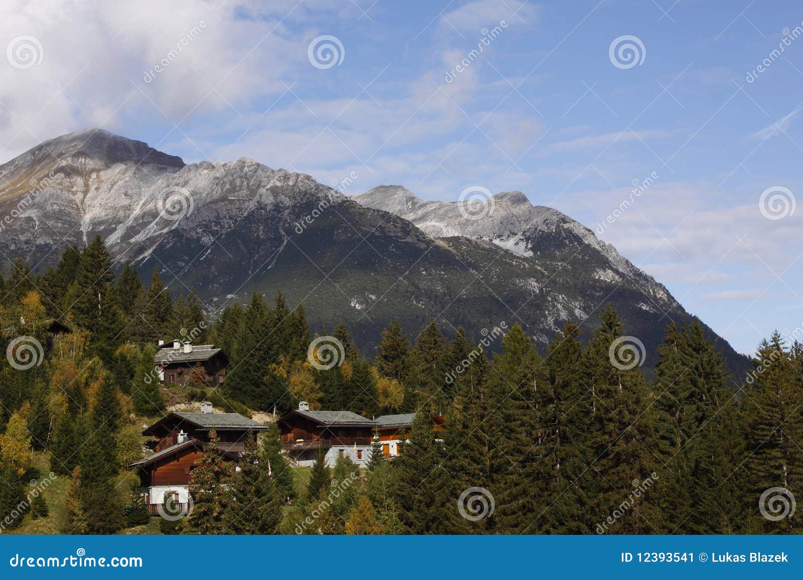 Alpine scenery stock image. Image of forest, peak, snow - 12393541