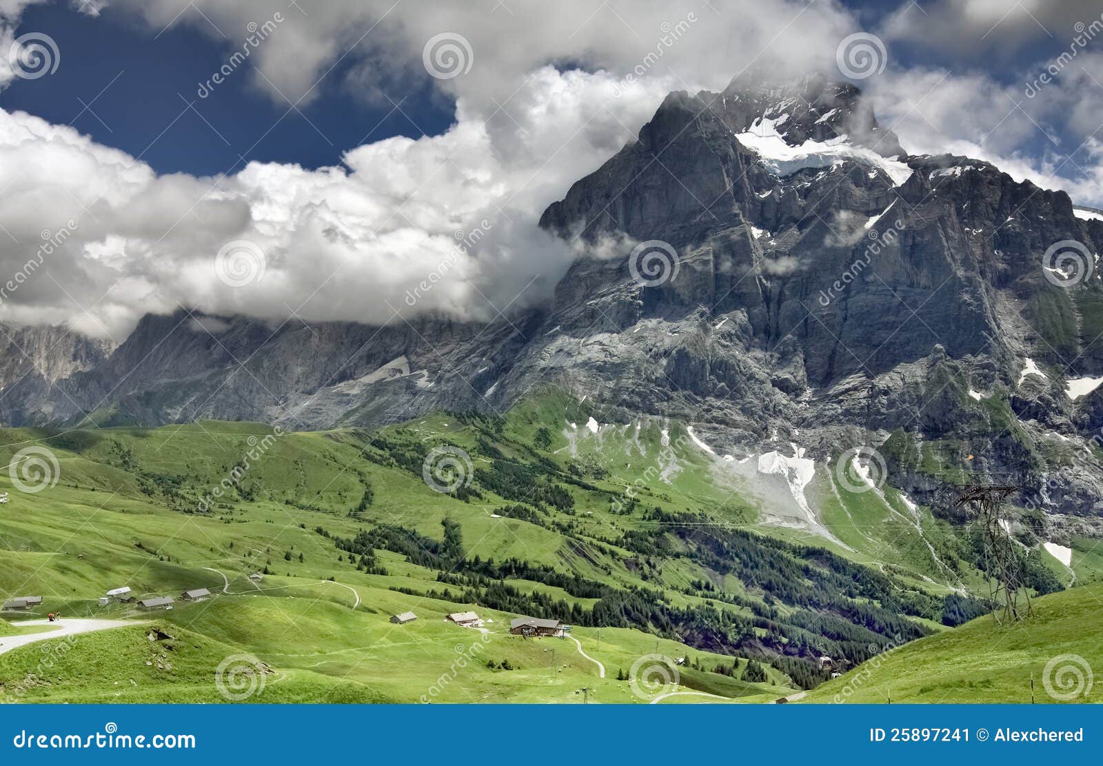Alpine Mountain Landscape with Beautiful Sky, Grindelwald - Switzerland ...