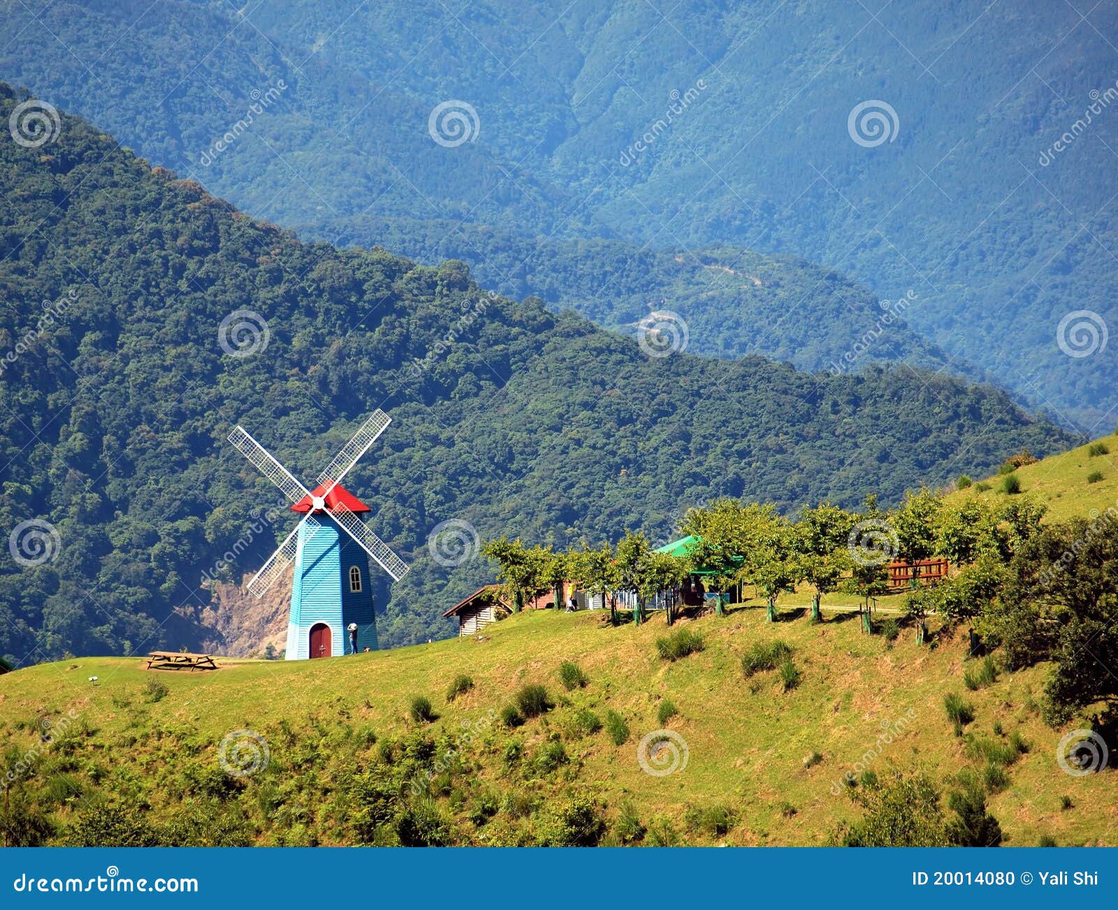 Alpine Scenery with a Windmill Stock Photo - Image of forest, quiet ...