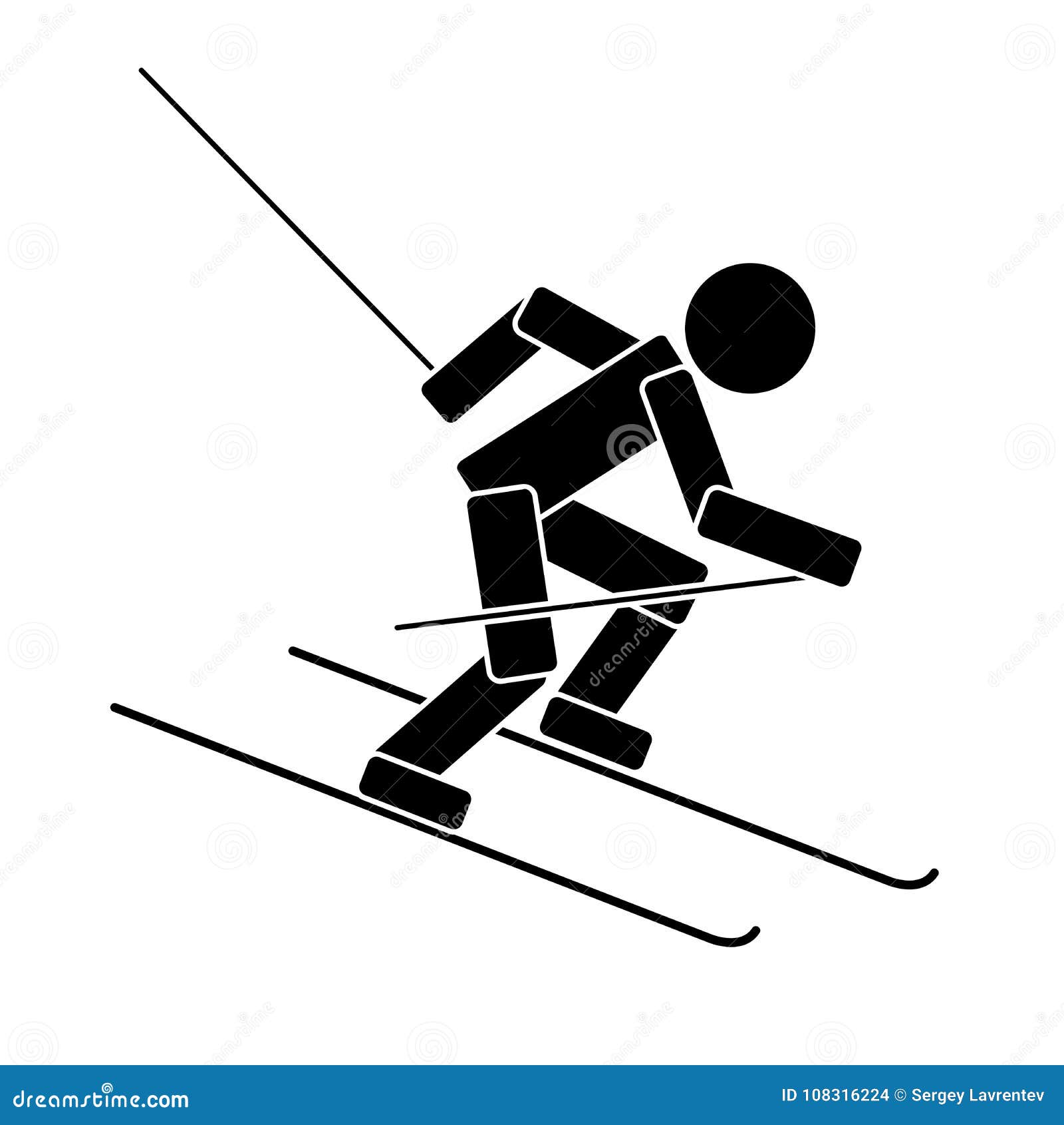 Alpine skiing. Flat icon stock vector. Illustration of active - 108316224