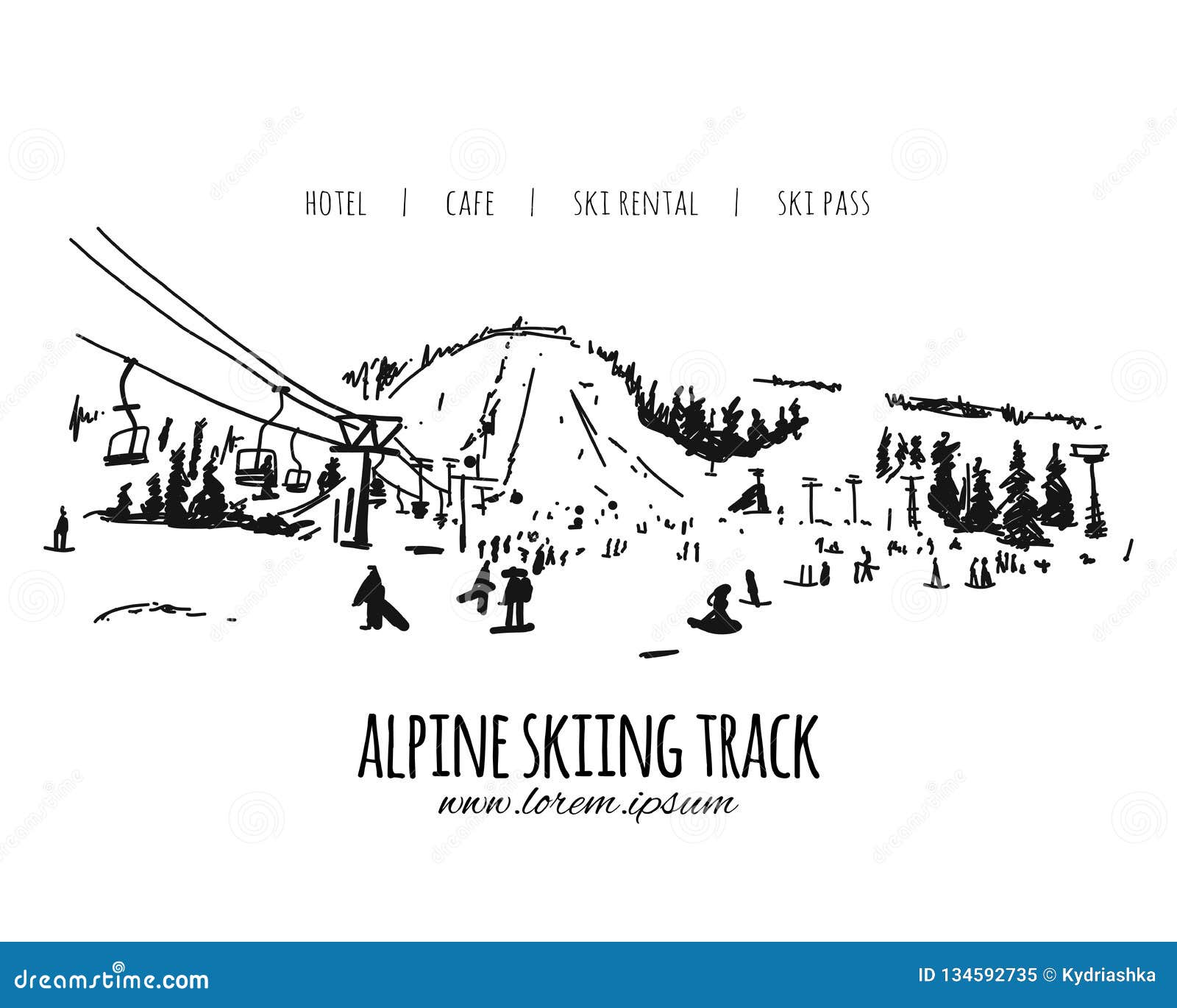 Alpine Skiing Track, Sketch for Your Design Stock Vector - Illustration ...