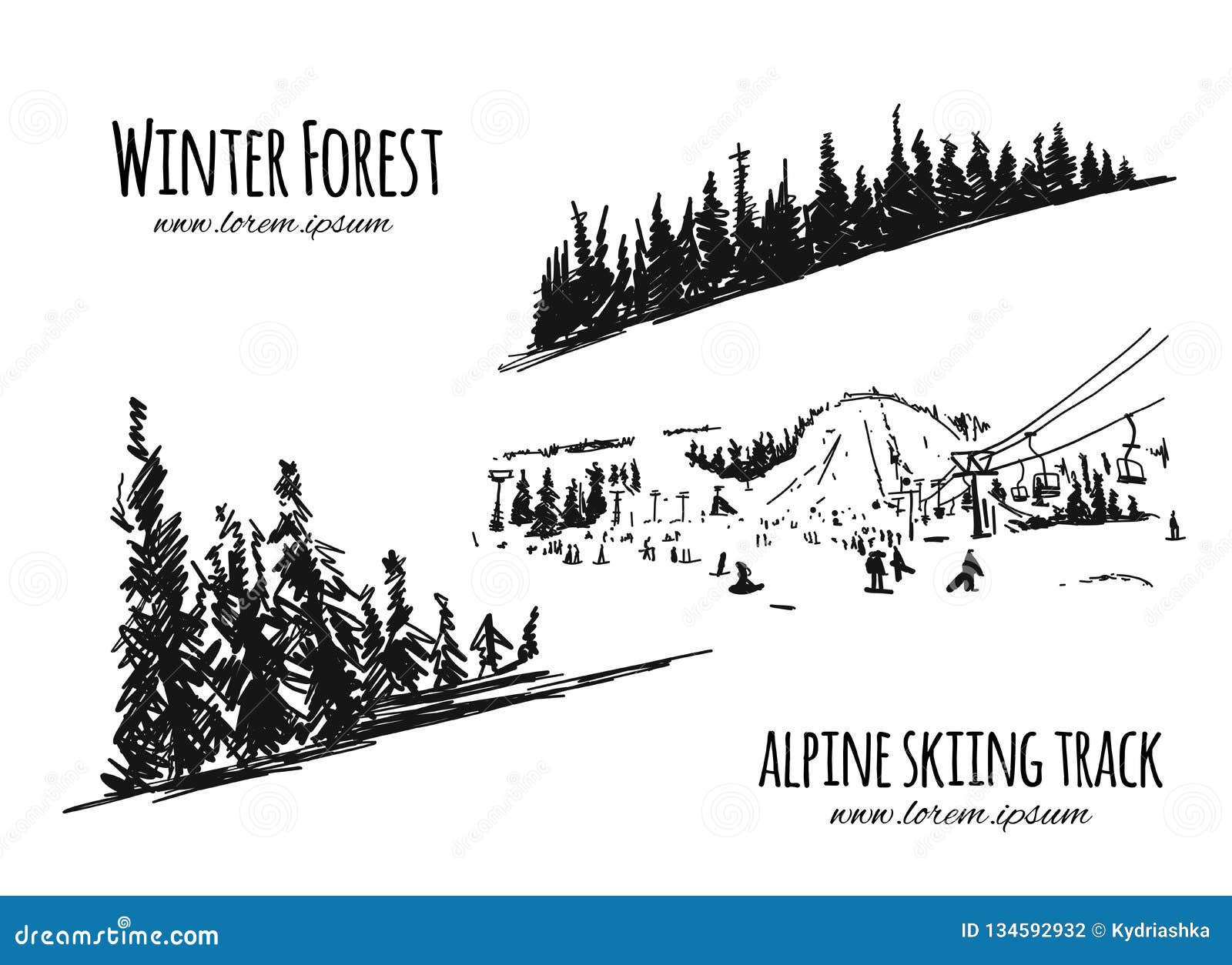 Alpine Skiing Track, Sketch for Your Design Stock Vector - Illustration ...