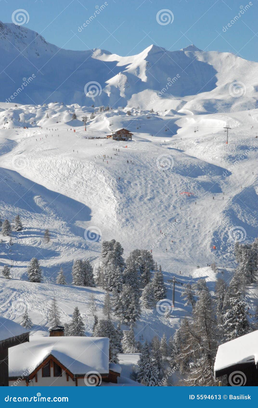 Alpine slopes landscape stock image. Image of clouds, resort - 5594613