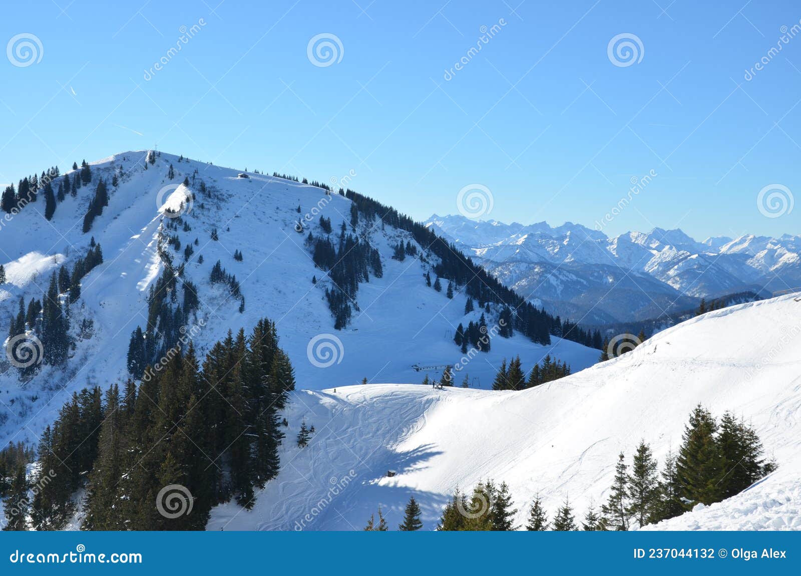 Alpine slopes in winter stock photo. Image of skiing - 237044132