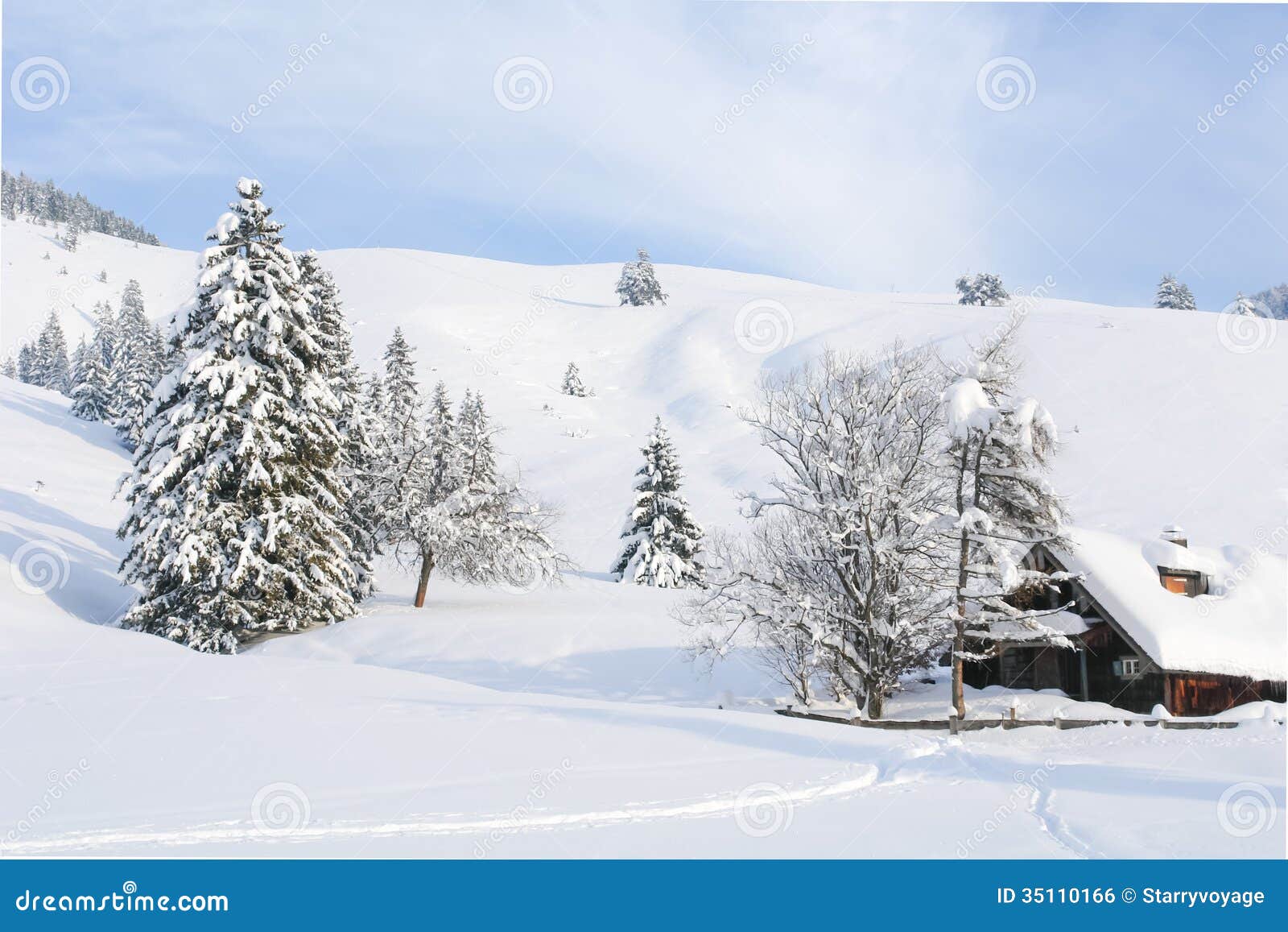 Alpine Snow Hut II stock photo. Image of cabin, frost - 35110166