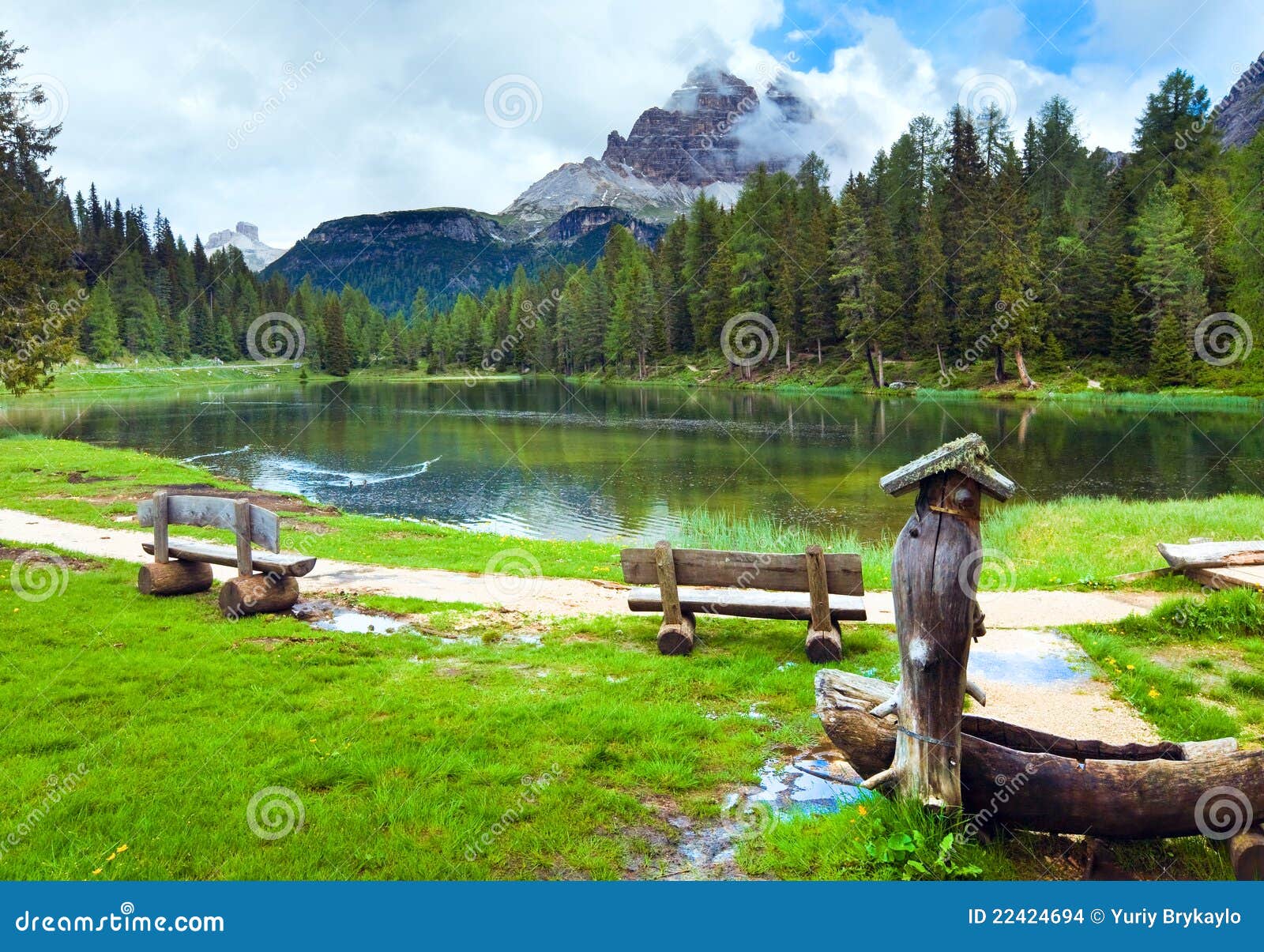 Alpine summer lake view stock photo. Image of dolomites - 22424694