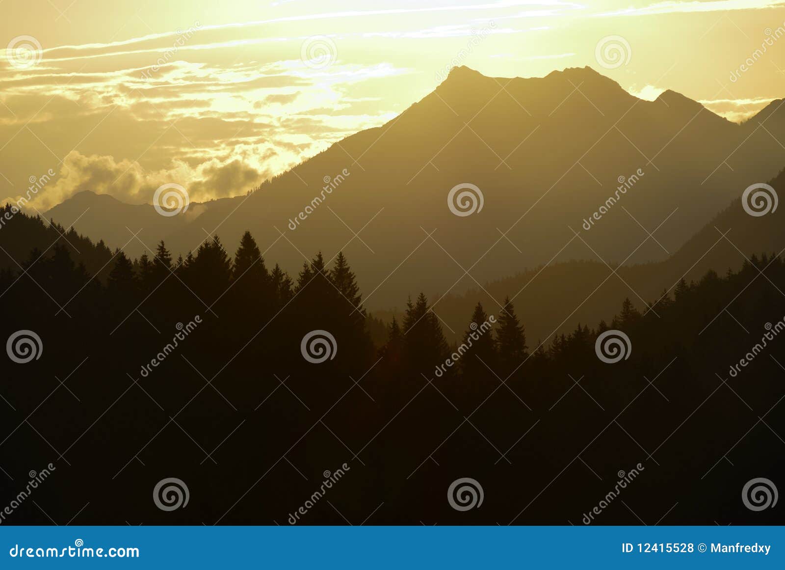 Alpine sunset stock photo. Image of silhouette, idyll - 12415528