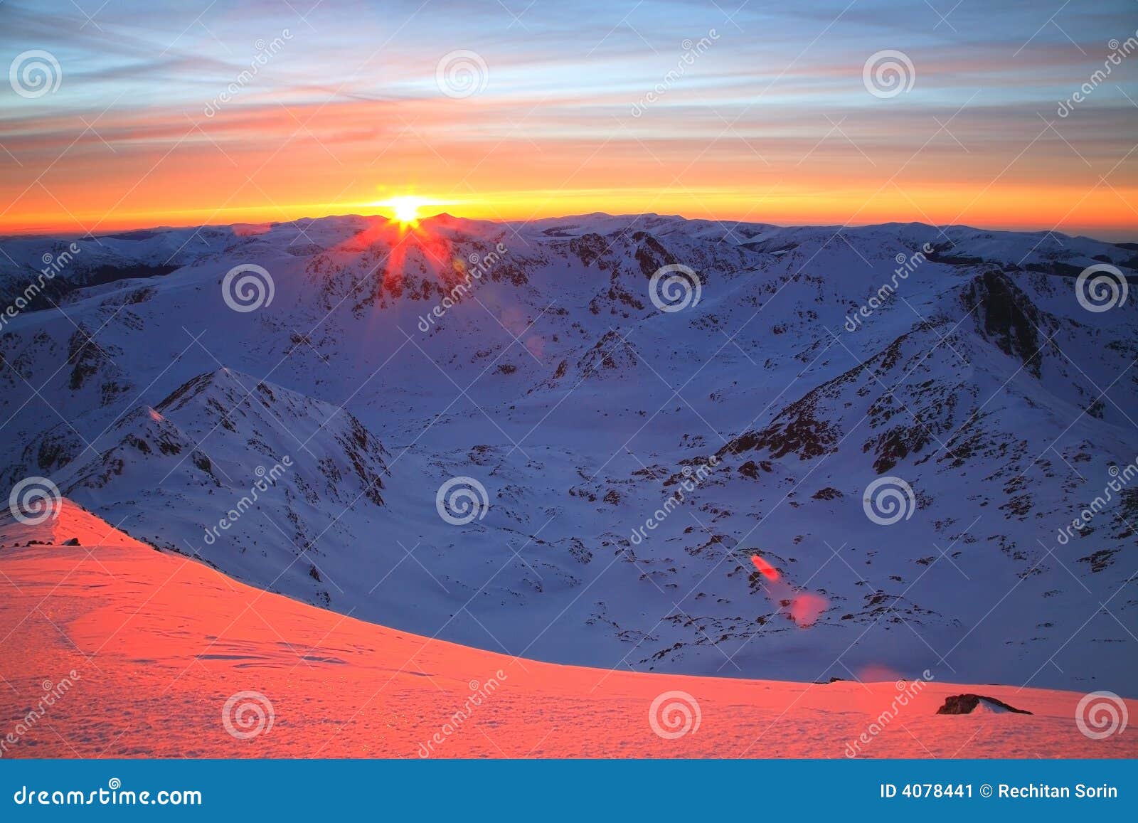 Alpine sunset stock image. Image of colurs, purple, fire - 4078441