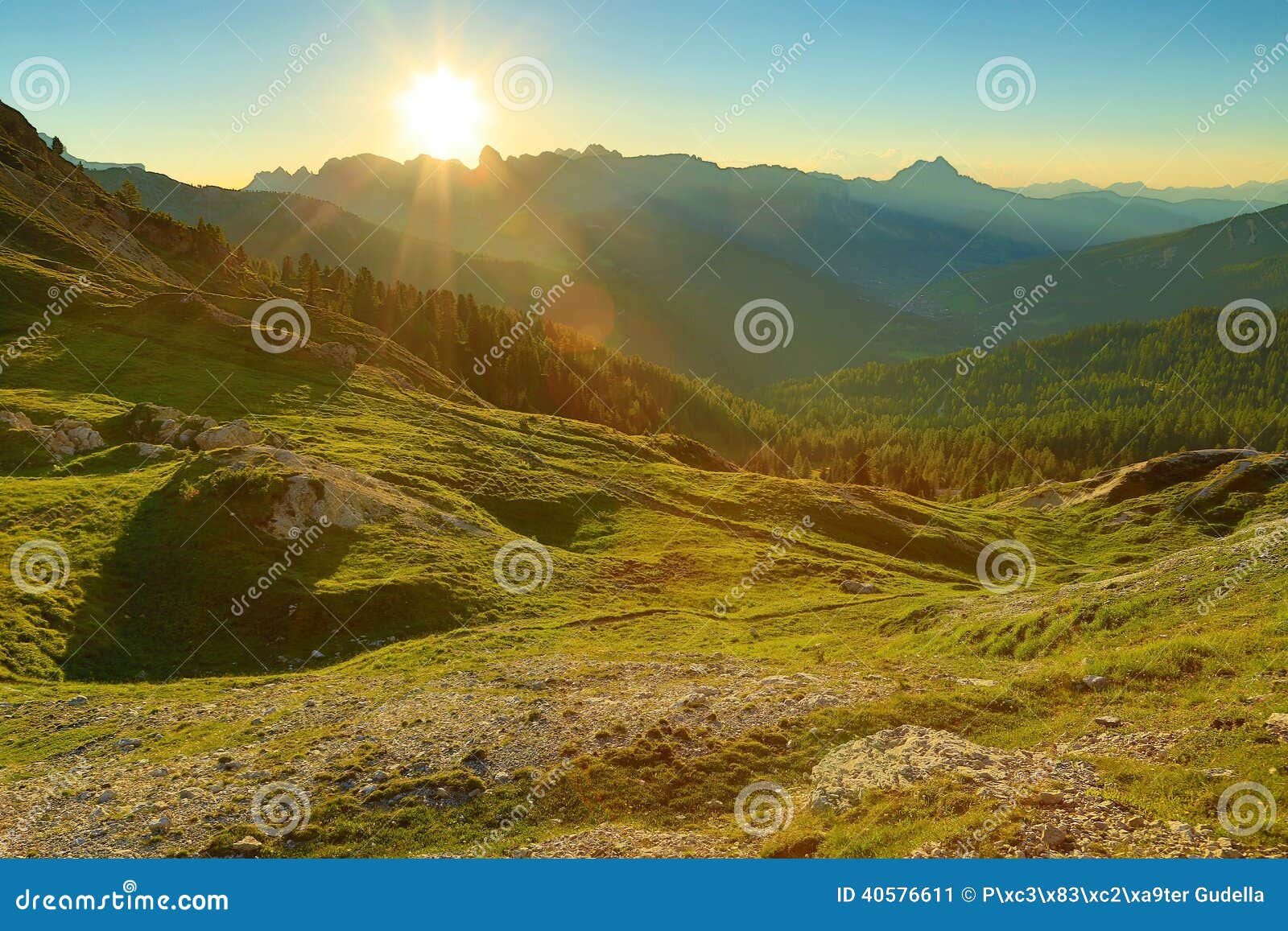 Alpine Sunset stock image. Image of alps, countryside - 40576611