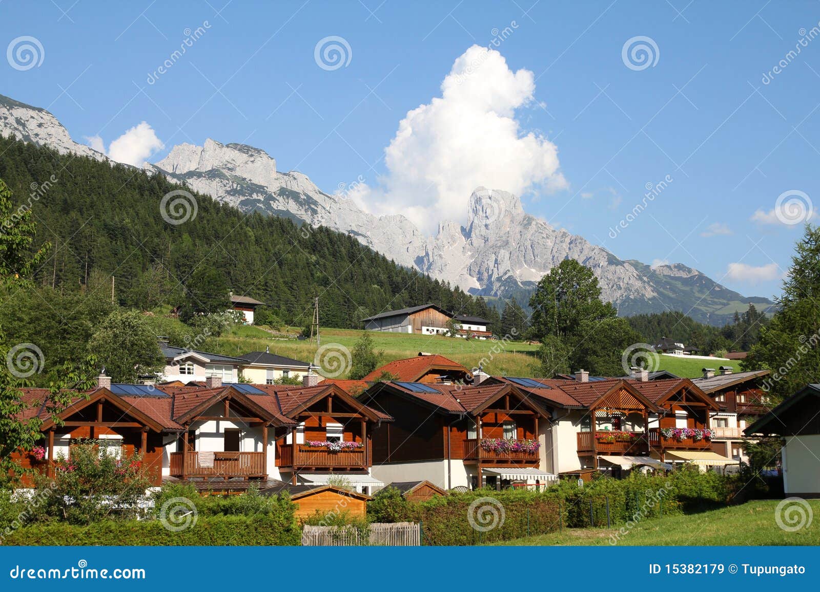 Alpine town stock image. Image of residential, upper - 15382179