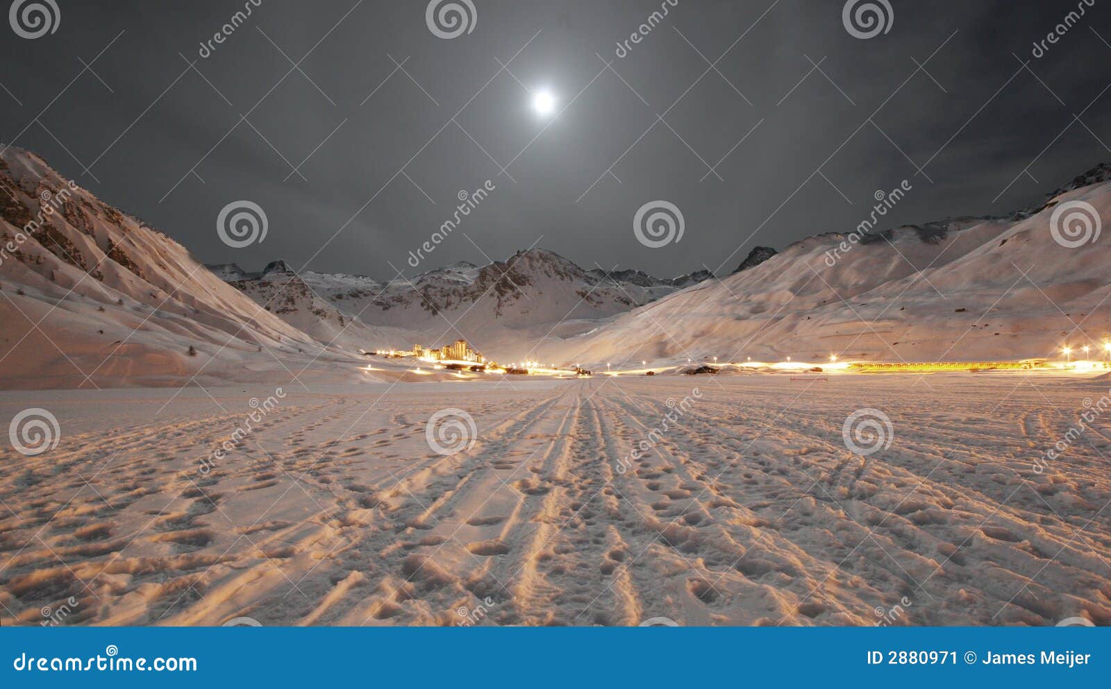 Alpine Town stock image. Image of french, snowboard, night - 2880971