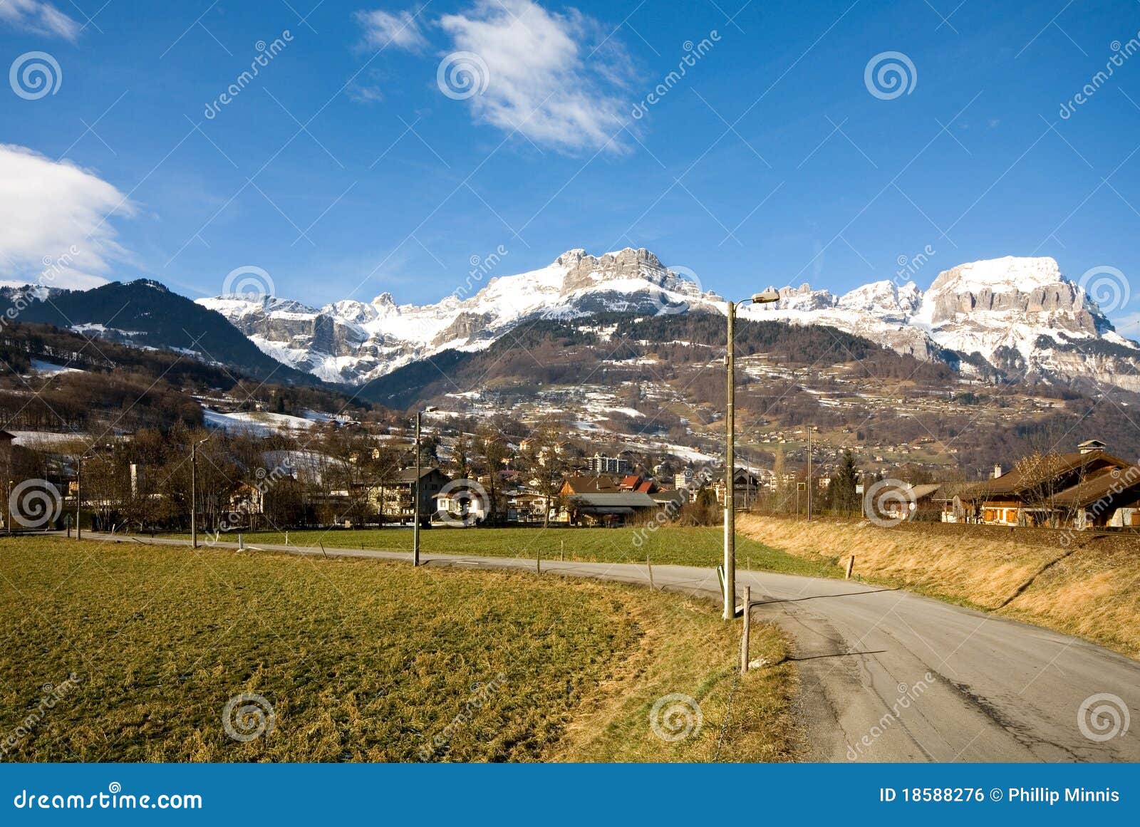 Alpine Town, France stock photo. Image of hill, grass - 18588276