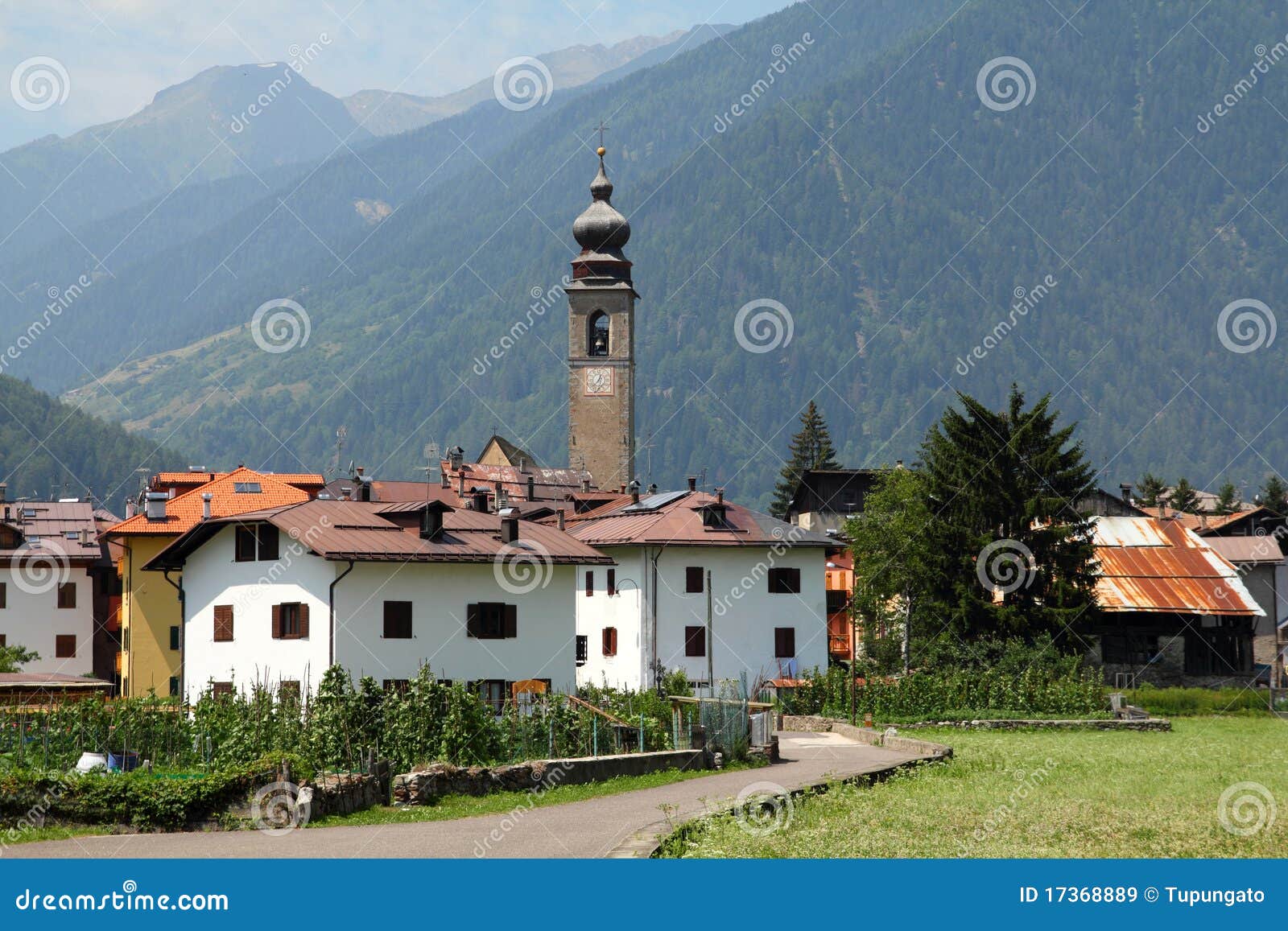 Alpine town in Italy stock image. Image of adige, range - 17368889
